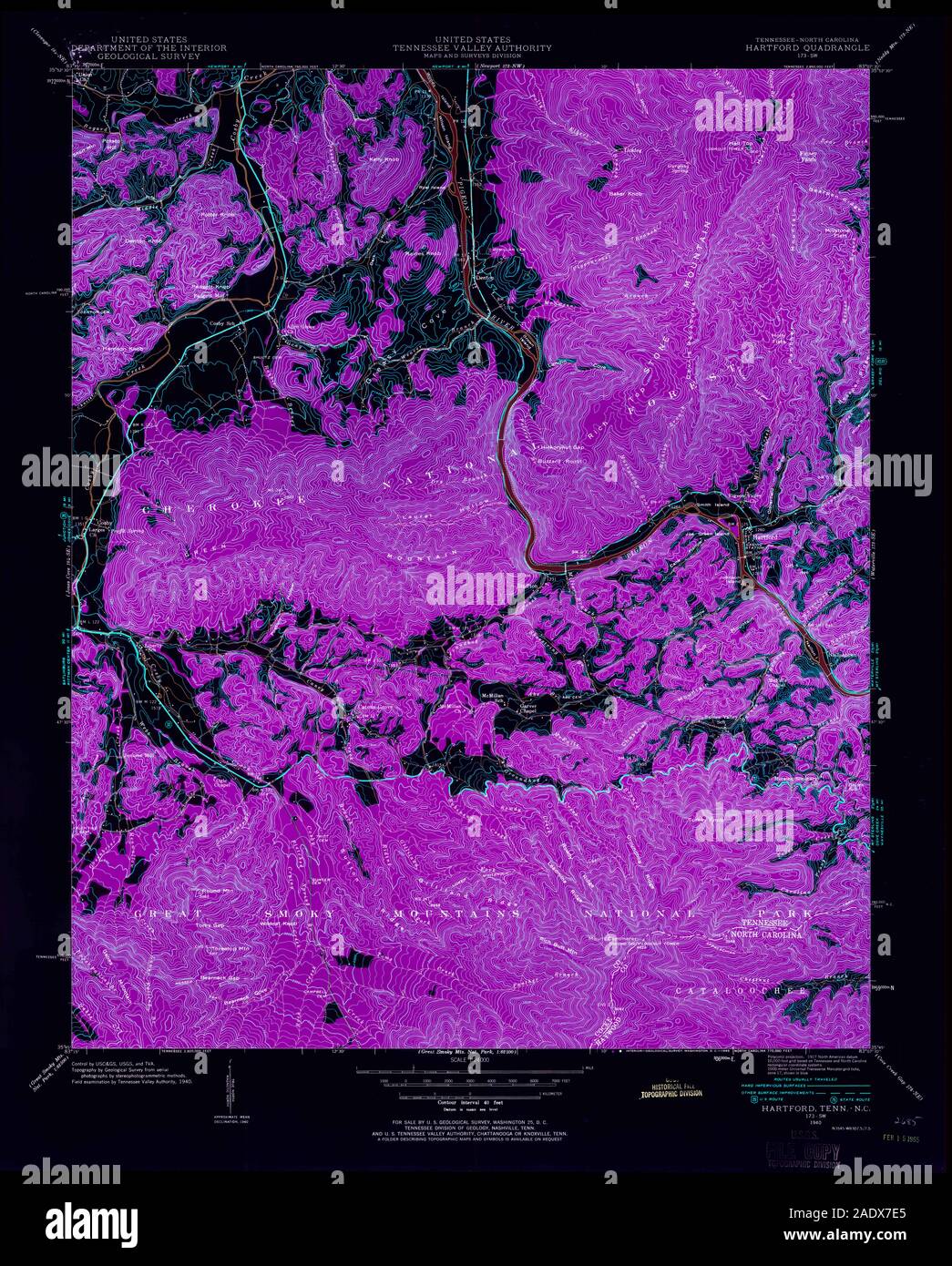 USGS TOPO Map Tennessee TN Hartford 147654 1940 24000 Inverted ... USGS TOPO Map Tennessee TN Hartford 147654 1940 24000 Inverted ...