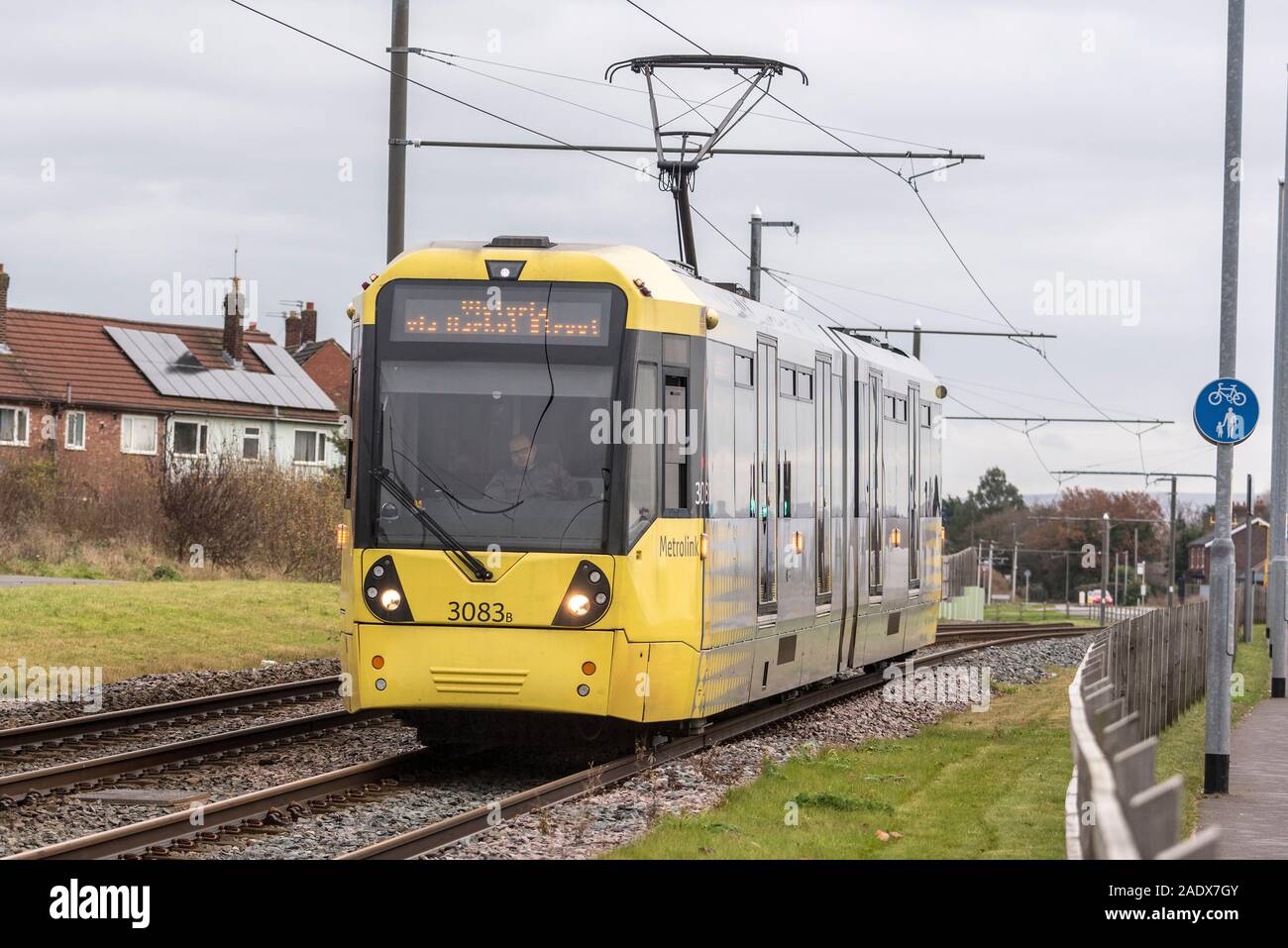 Manchester tram light railway Stock Photo - Alamy