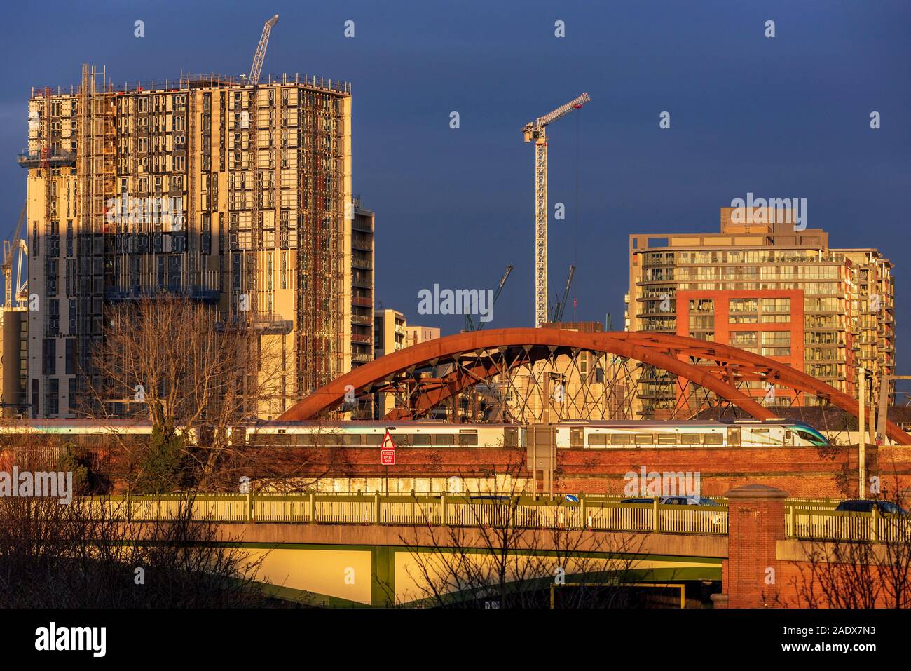 The Ordsall Chord railway link bridge crossing the river Irwell in ...