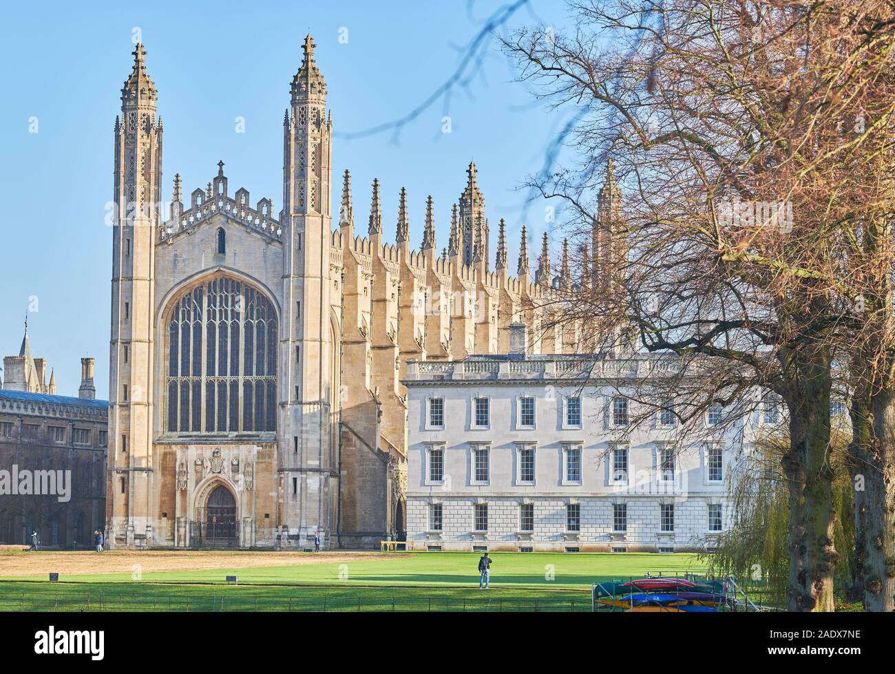 The chapel and Gibbs building by The Backs at King's college, Cambridge ...
