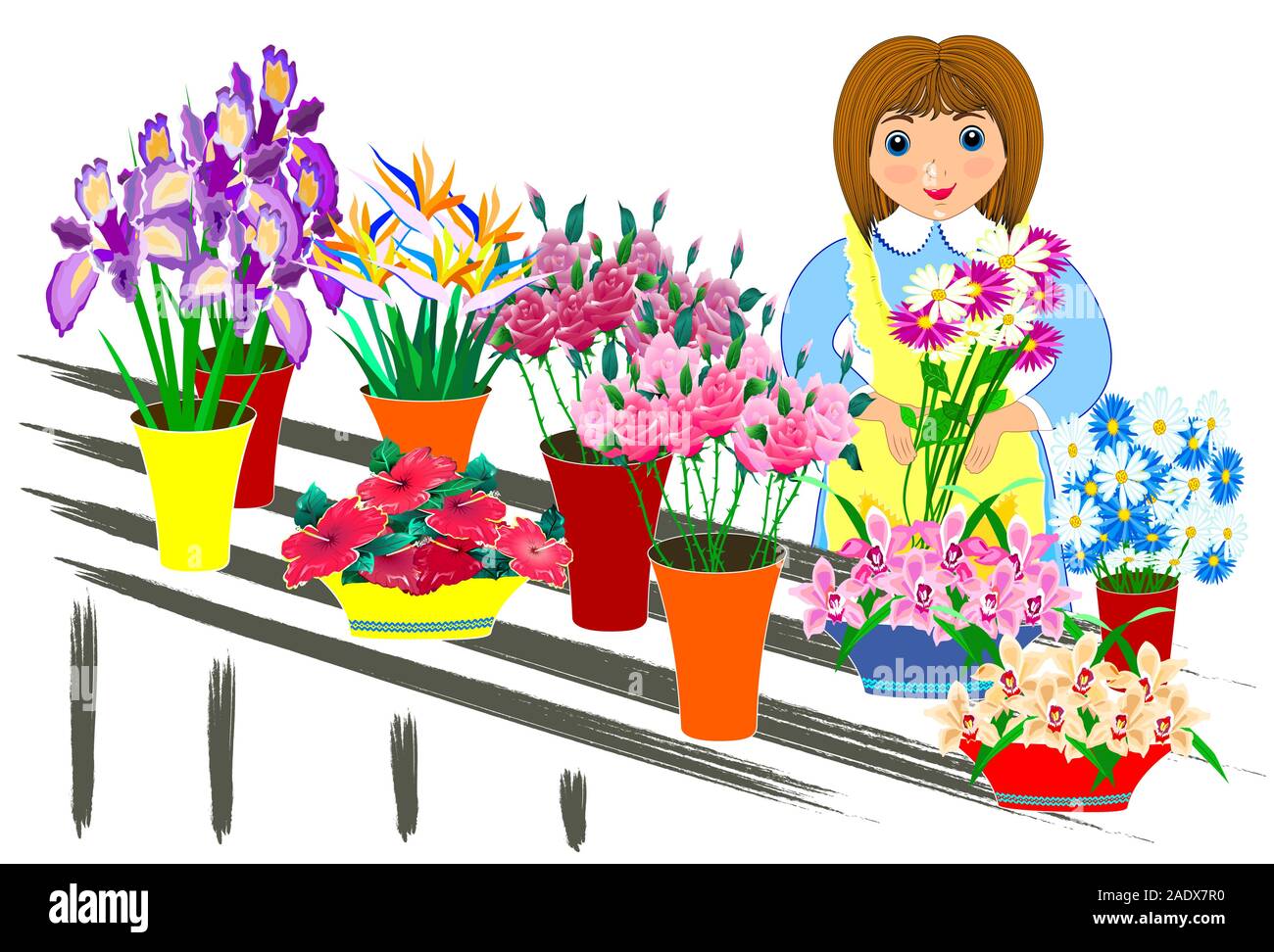 Flower vendor female woman Stock Vector Images - Alamy