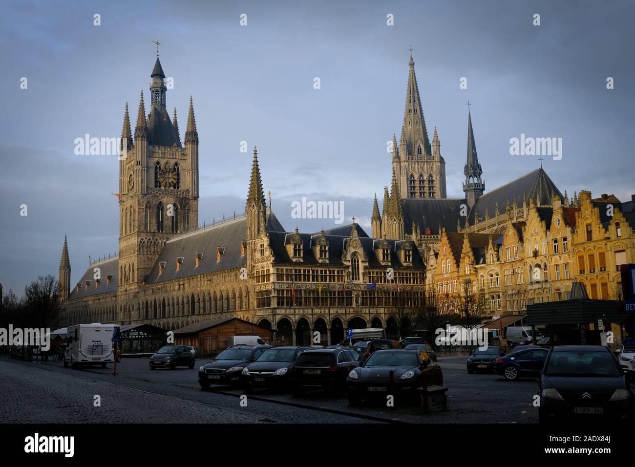 The central square and Cloth Hall in the Belgian city of Ypres (Ieper ...