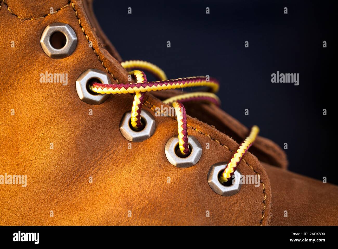 shoe detail in leather - close up Stock Photo - Alamy