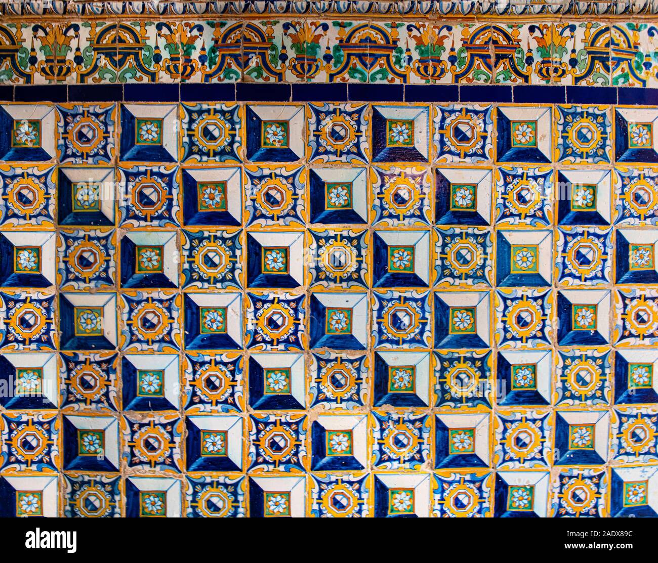 Ceramic mosaic pattern.Colorful floral background. Ceramic mosaic close ...