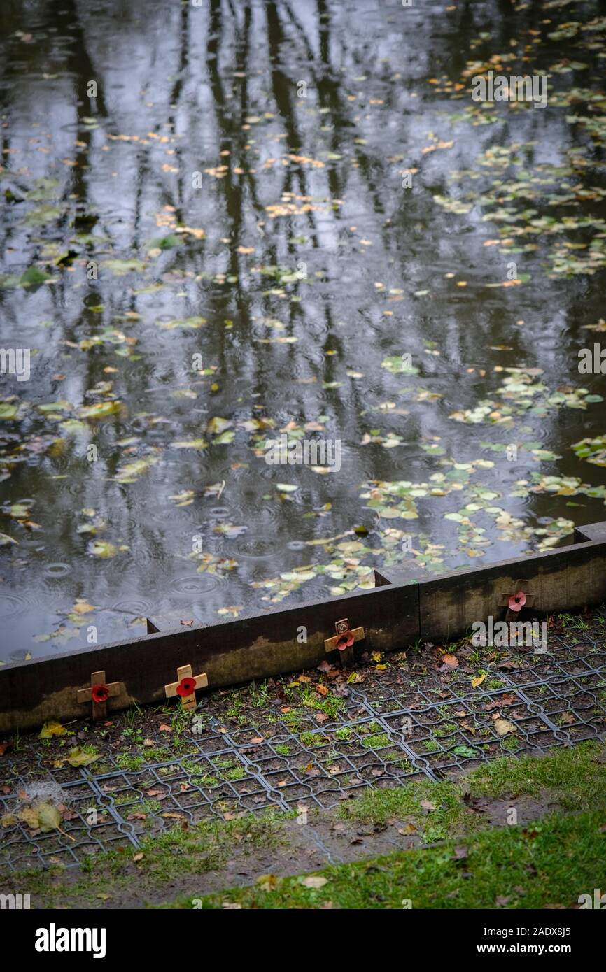 The Pool of Peace near Messines, south of Ypres in Belgium. The pool is ...
