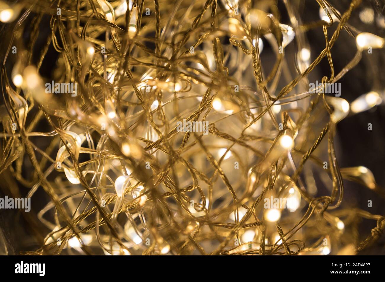 Copper wire and LED as a Christmas background Stock Photo - Alamy