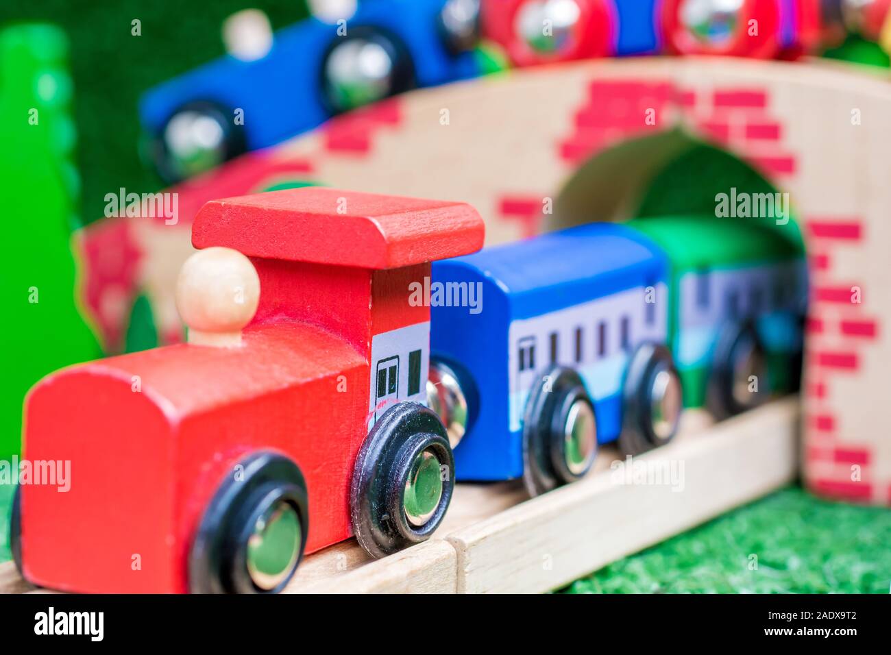 Wooden train as a great Christmas present Stock Photo - Alamy