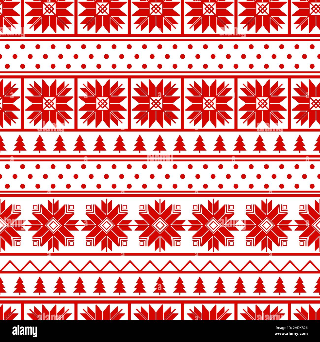 Nordic holiday ornamental seamless pattern. Red and white texture ...