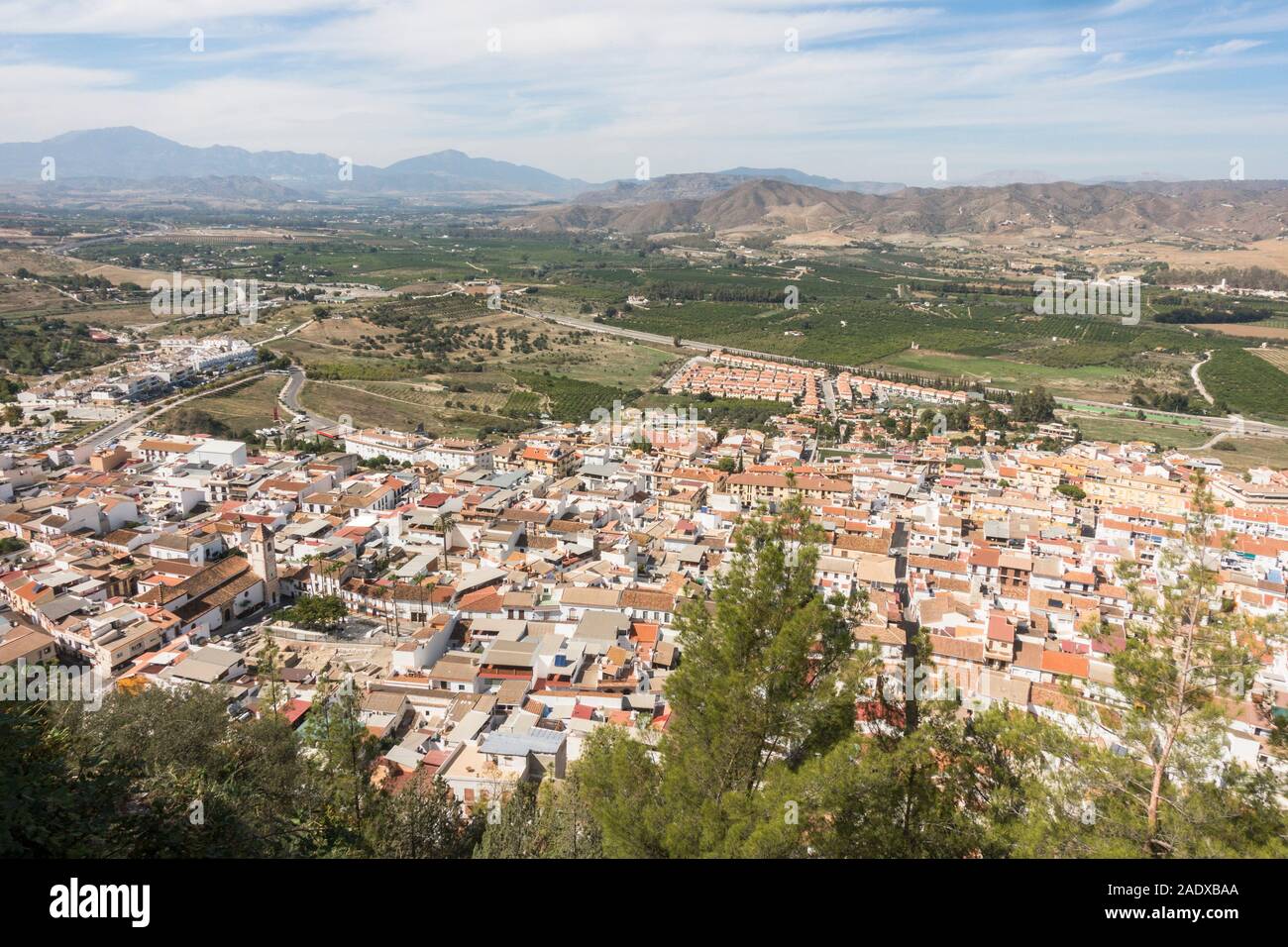 Aerial view of Cartama, white village, town in Andalucia, Southern ...