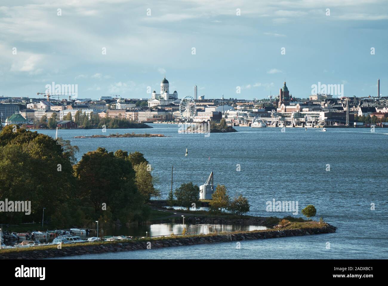 The landscape of Helsinki city and the Gulf of Finland from the deck of ...