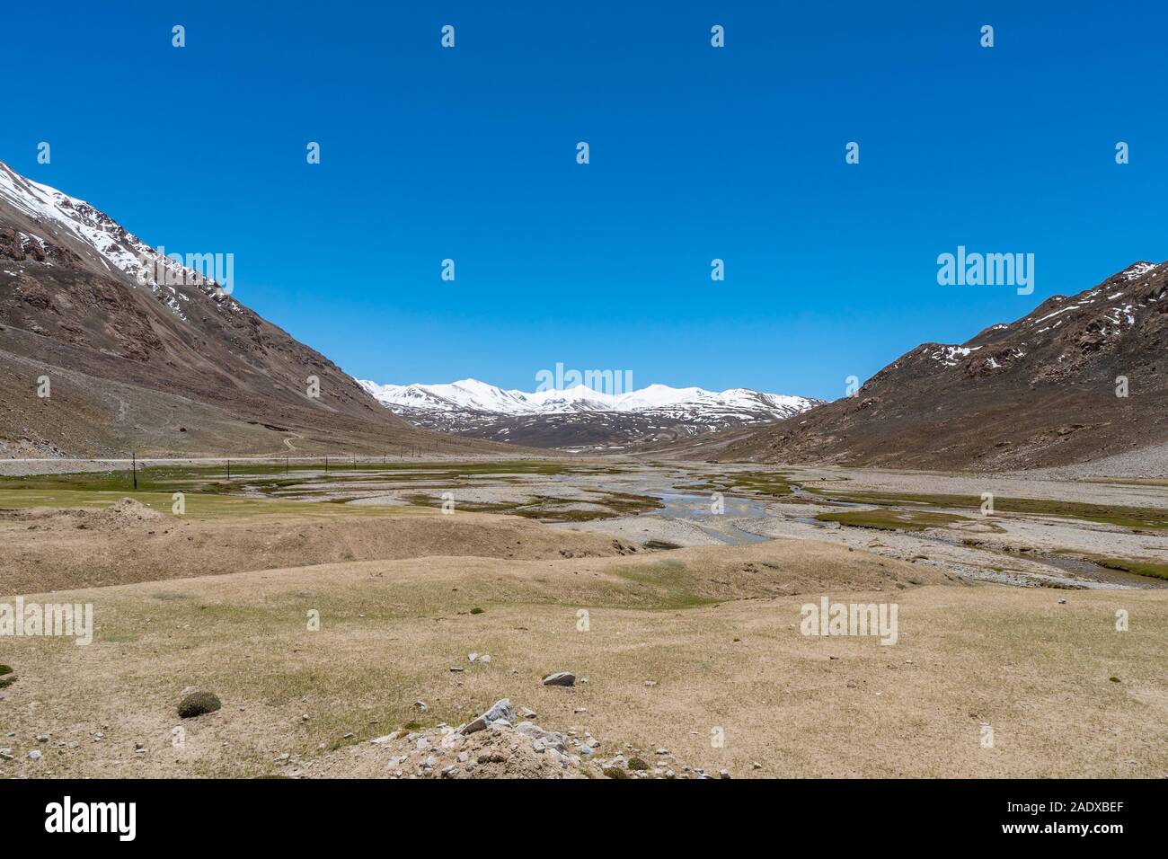 Pamir Highway M41 Gunt River Valley with Picturesque View of Snow ...