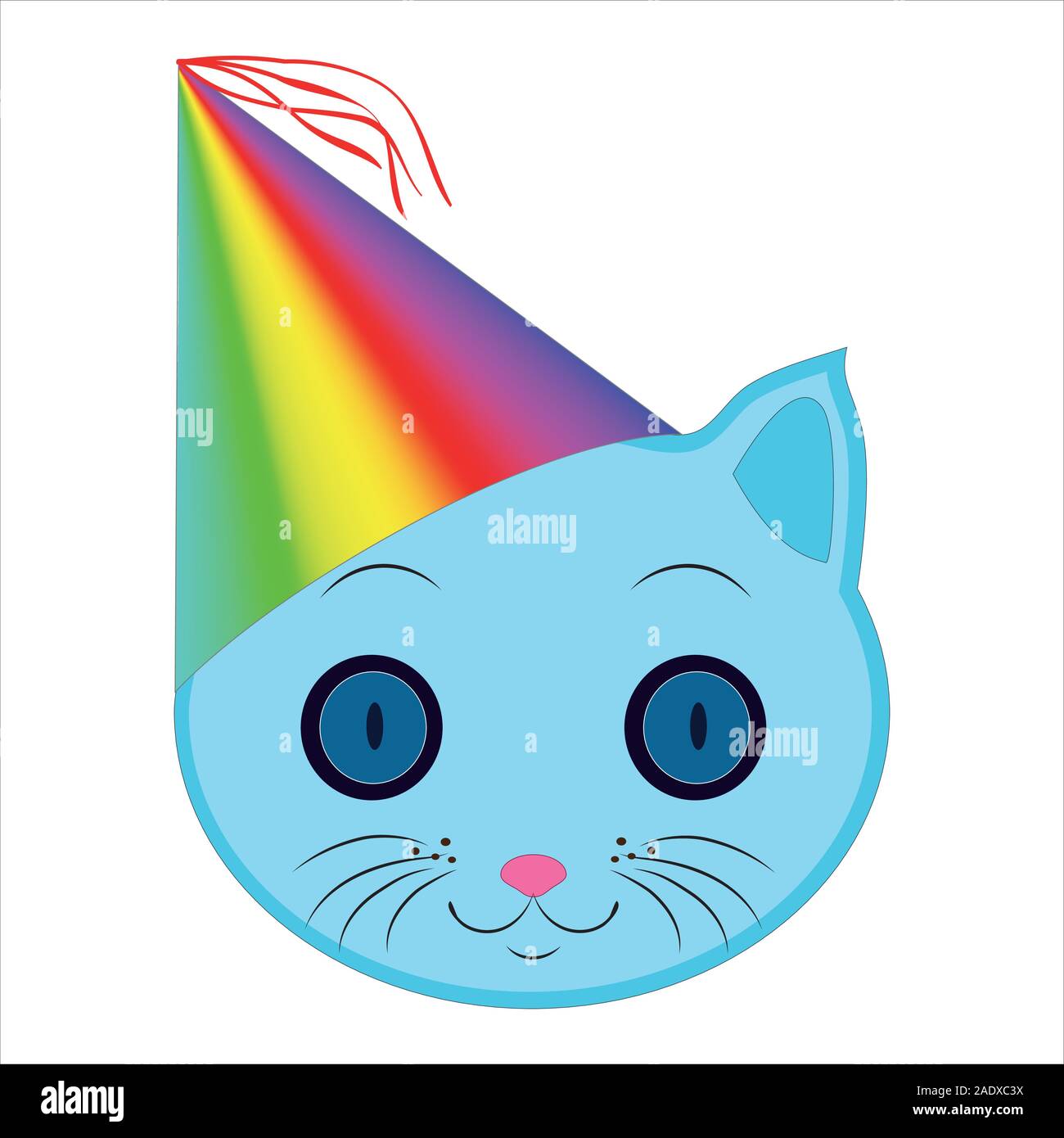 Flat drawing of a cat. An Emoji The face of a blue cat. Signs and ...