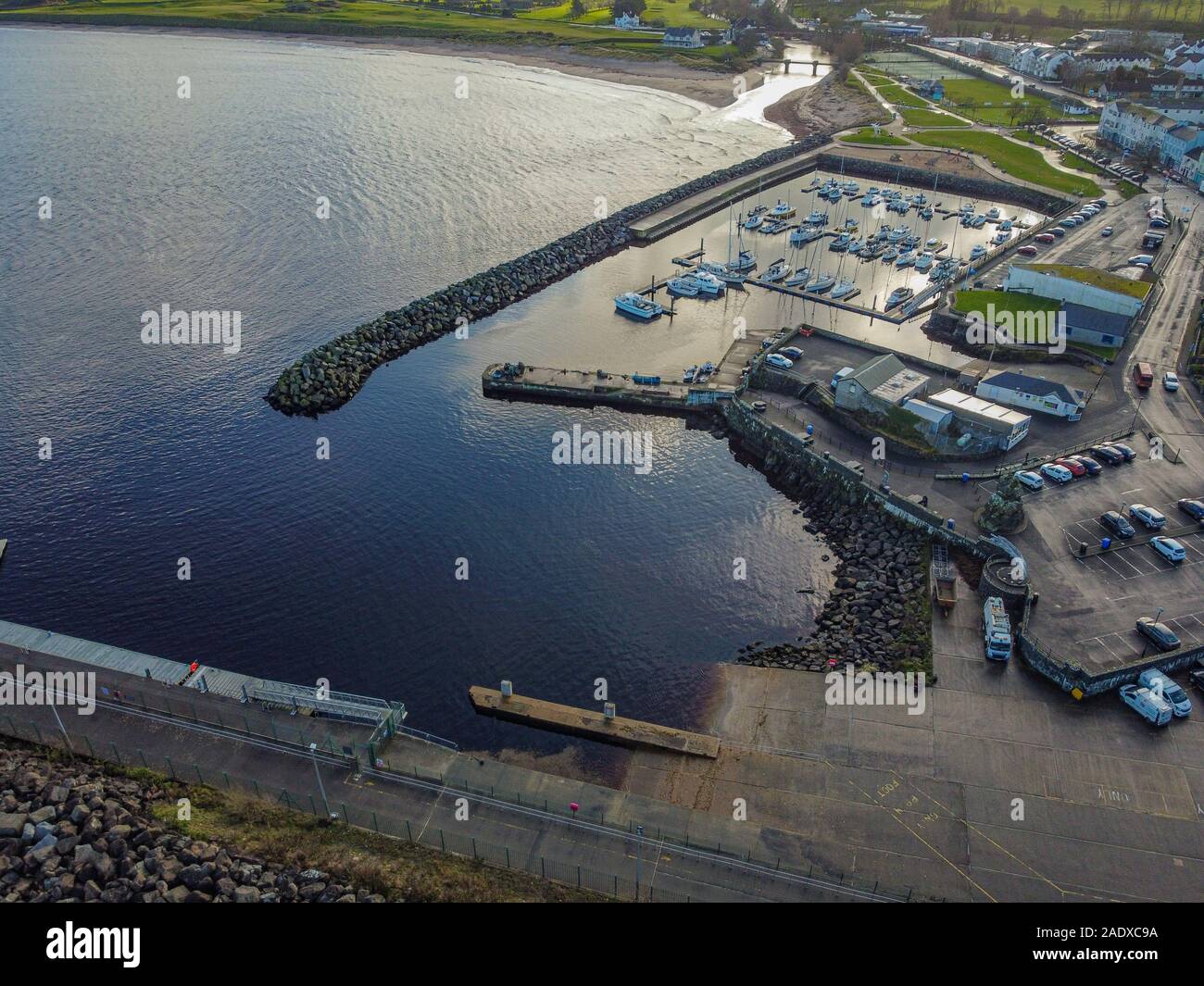 Drone aerial photo of Ballycastle harbour and Marina, Causeway coastal ...