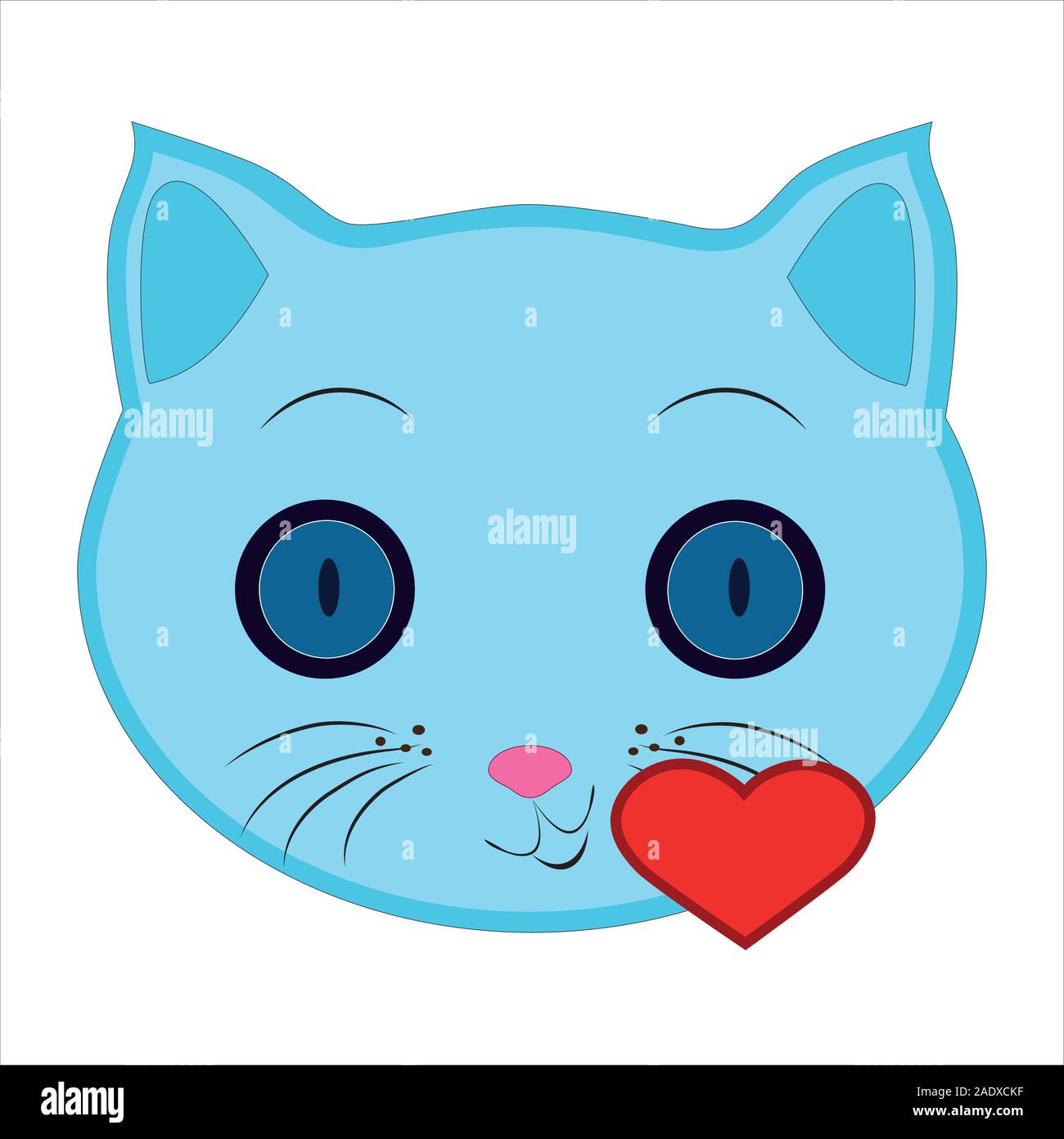 Flat drawing of a cat. An Emoji that sends a heart-shaped kiss. The ...