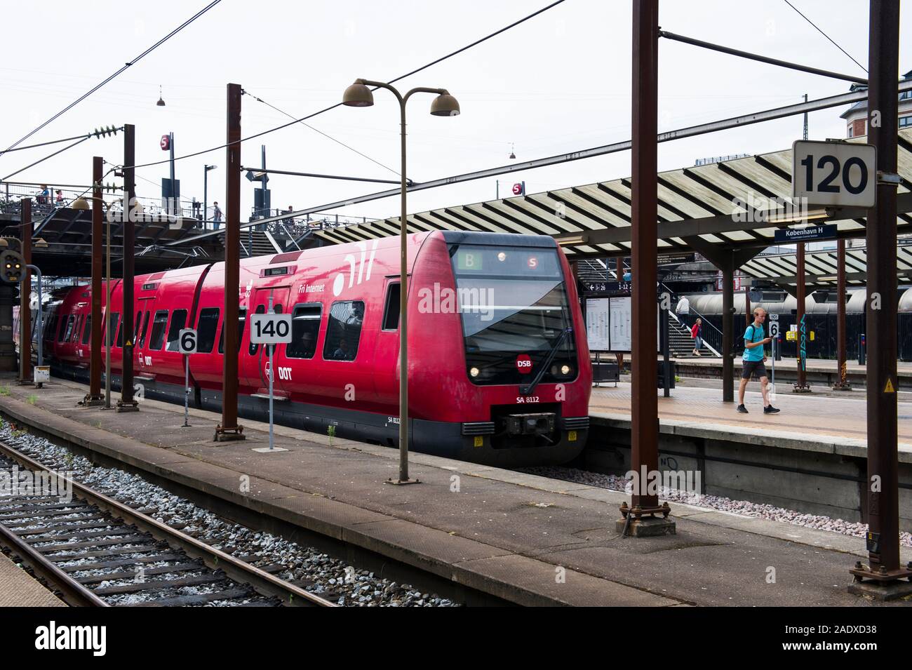 A train by the platform at the Copenhagen Central Station, Copenhagen ...