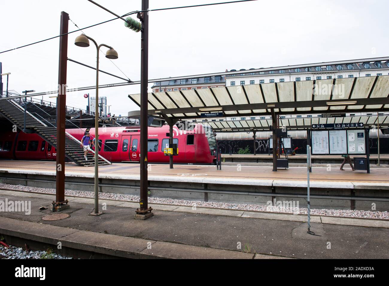 A train by the platform at the Copenhagen Central Station, Copenhagen ...