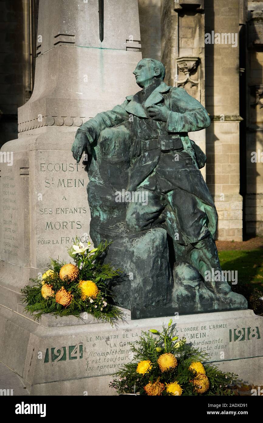 The French war memorial in Ecoust-St-Mein, a village between Arras ...