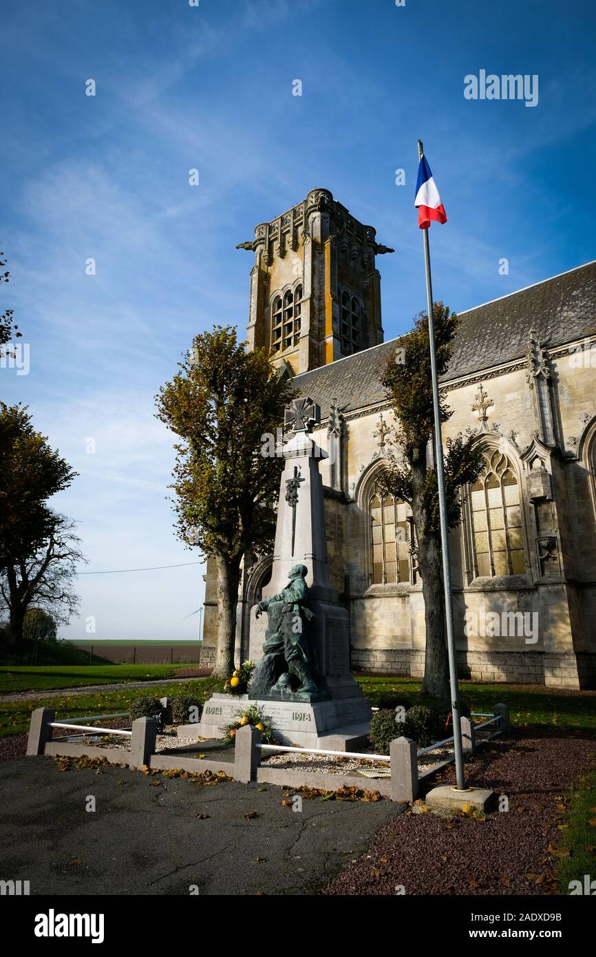 The French war memorial in Ecoust-St-Mein, a village between Arras ...