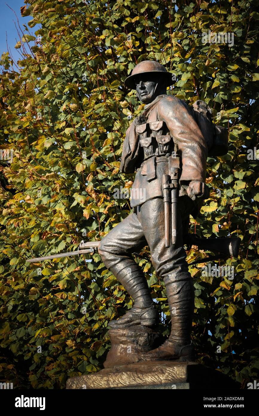The memorial to the British 41st Division in Flers village on the Somme ...