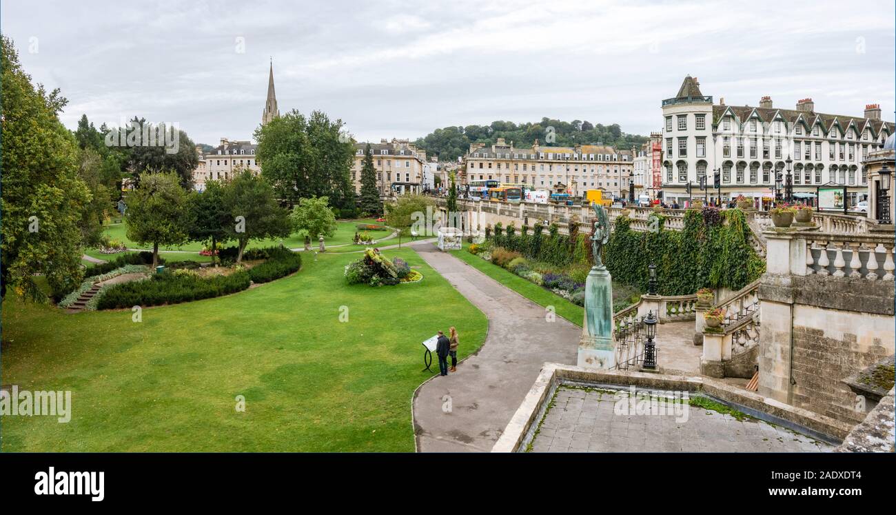 Bath, UK, Parade Gardens with Empire Hotel behind, England, United ...