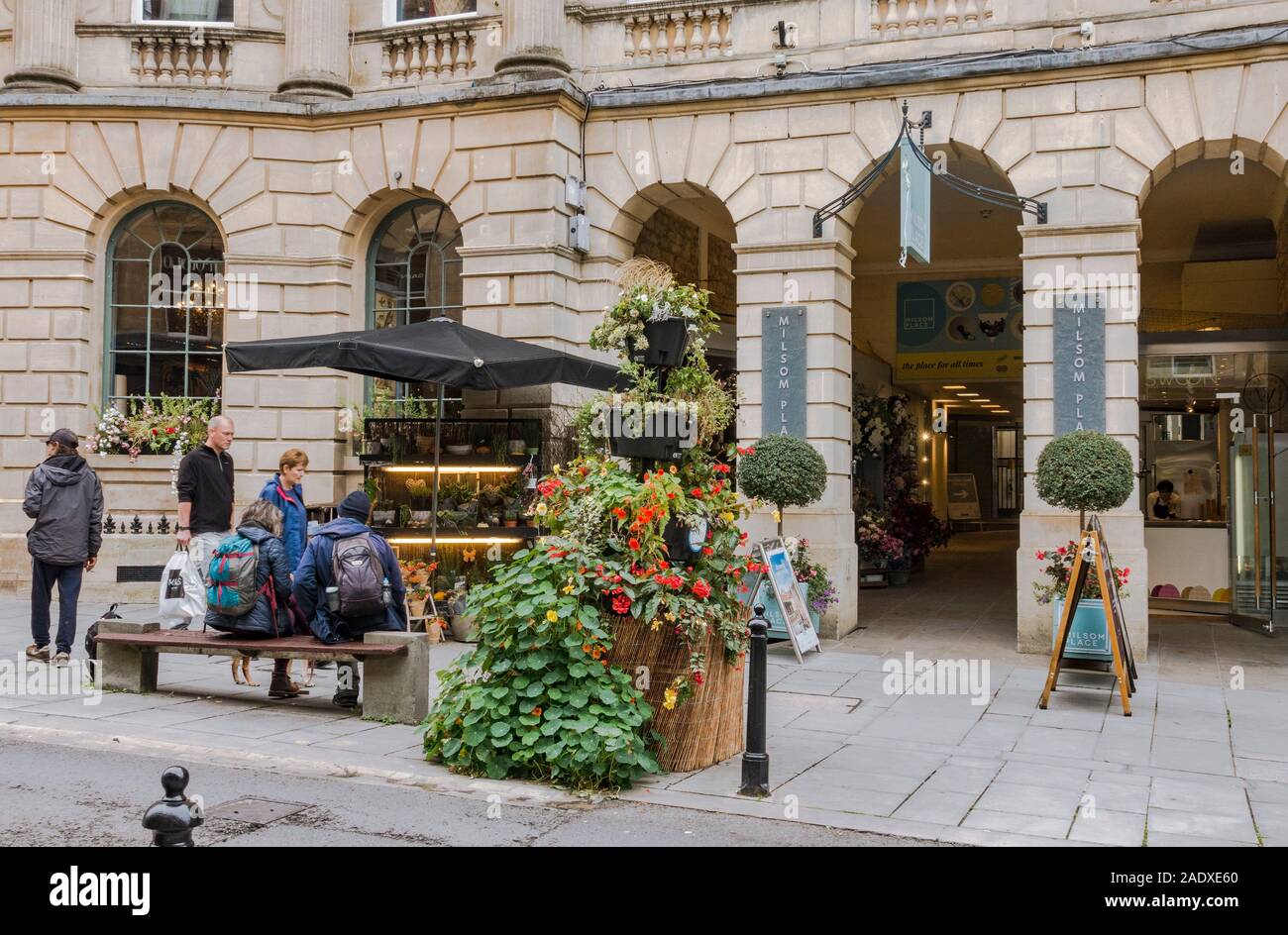 Bath city centre, Florist in front of Milson Place, Bath, Somerset ...