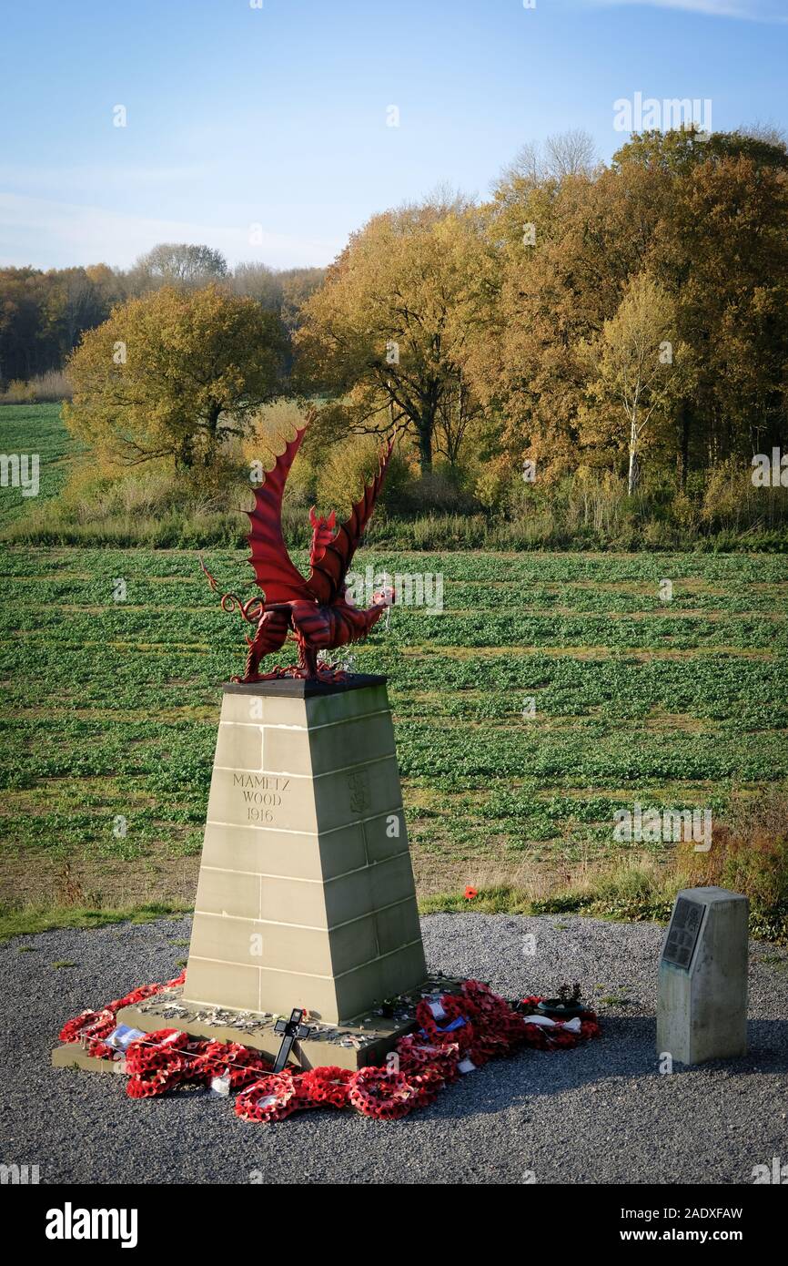 The 38th (Welsh) Division Memorial Red Dragon Memorial on the Somme ...