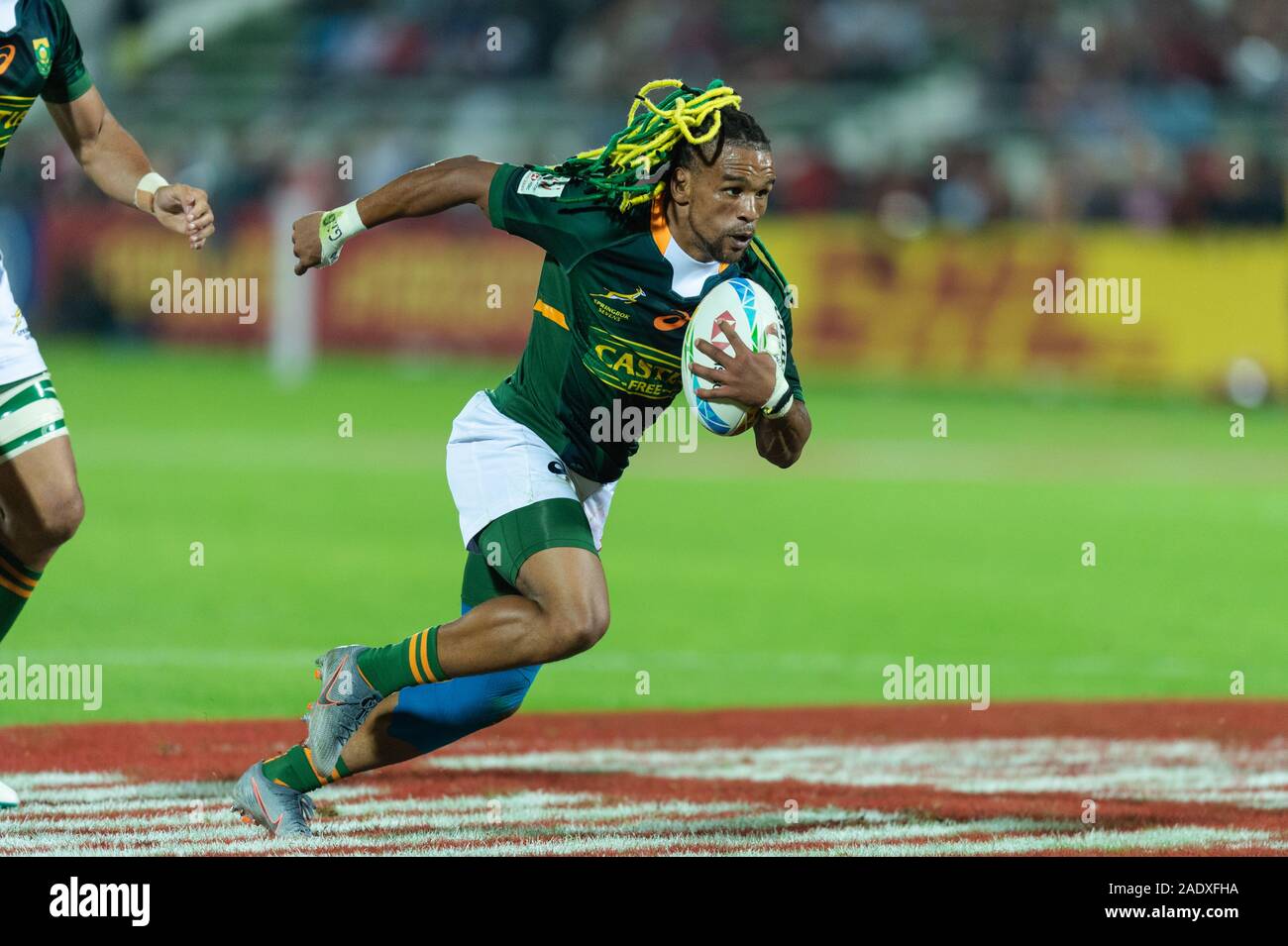 Dubai, UAE. 5th Dec 2019. Rosko Specman of South Africa races for the ...
