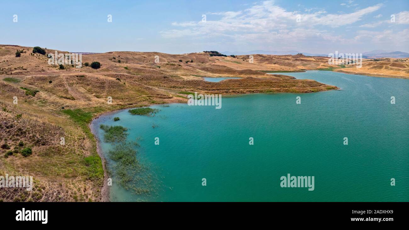 Aerial view of rural and agricultural areas south of Lokman, Adiyaman ...