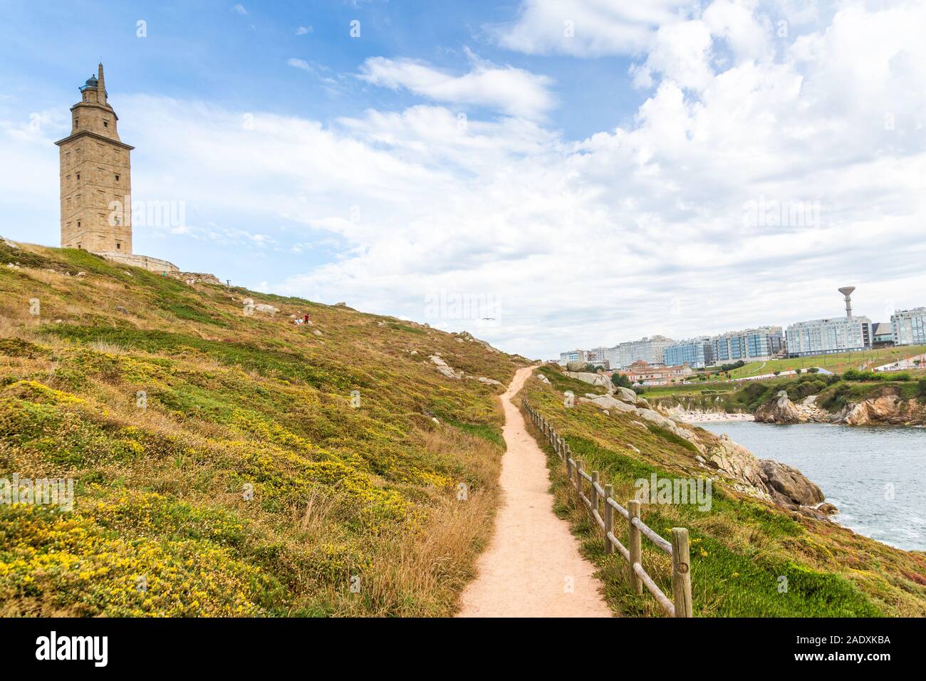Spain, Galicia, La Coruna. Torre de Hercules with path Stock Photo - Alamy