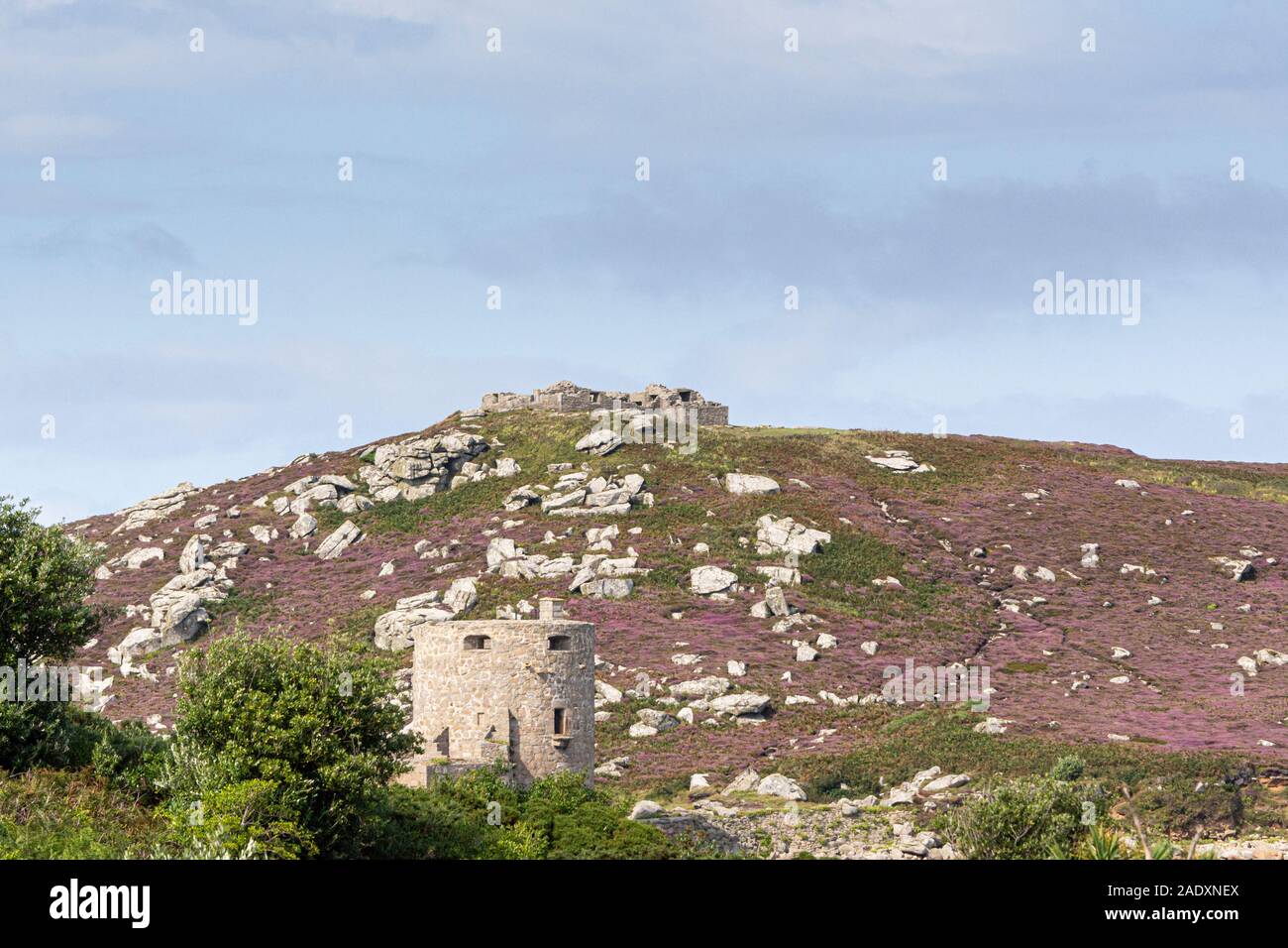 Cromwell's Castle and King Charles Castle on Tresco seen from Bryher ...
