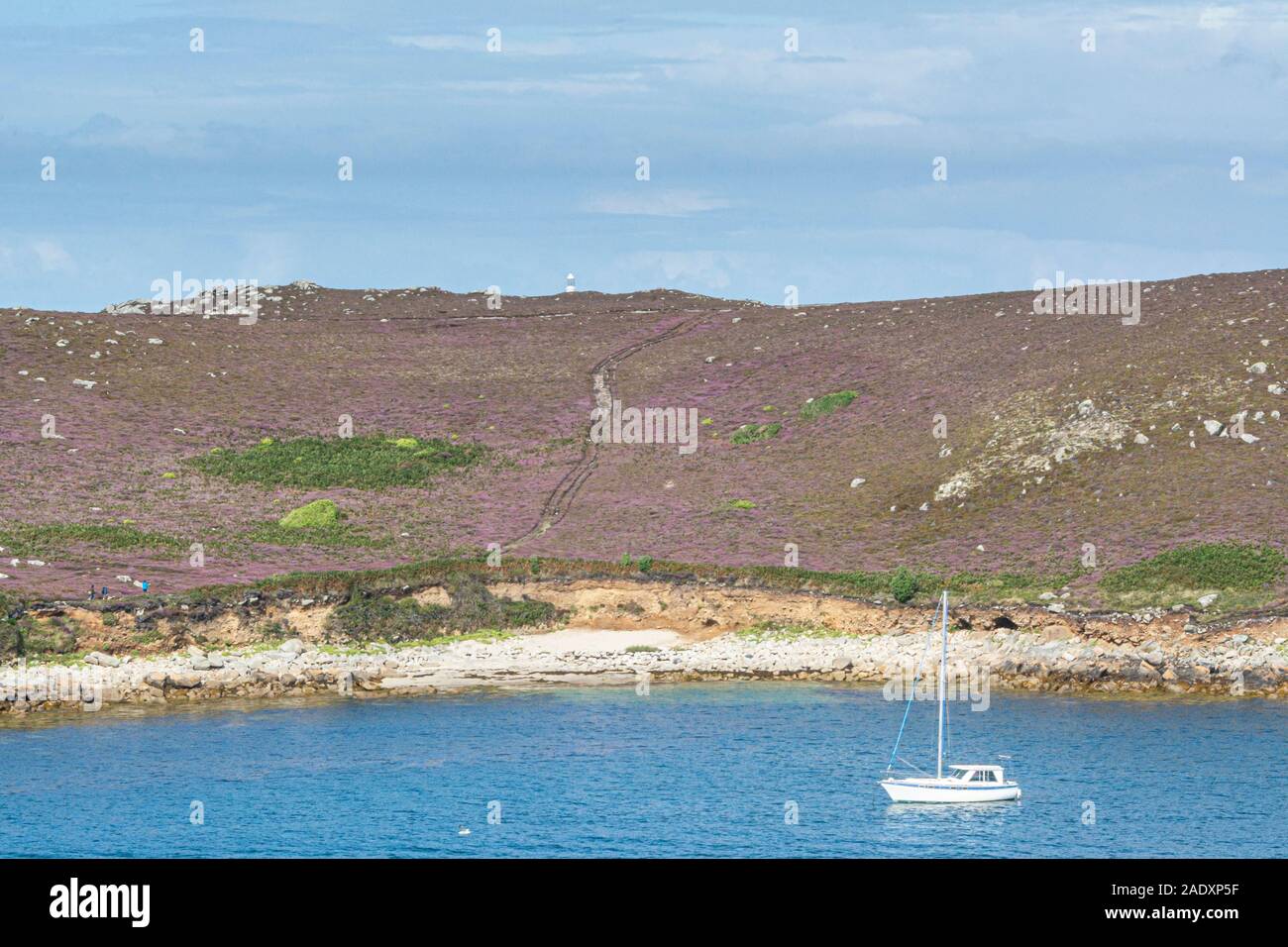 Boats between the islands of Bryher and Tresco in the Isles of Scilly ...