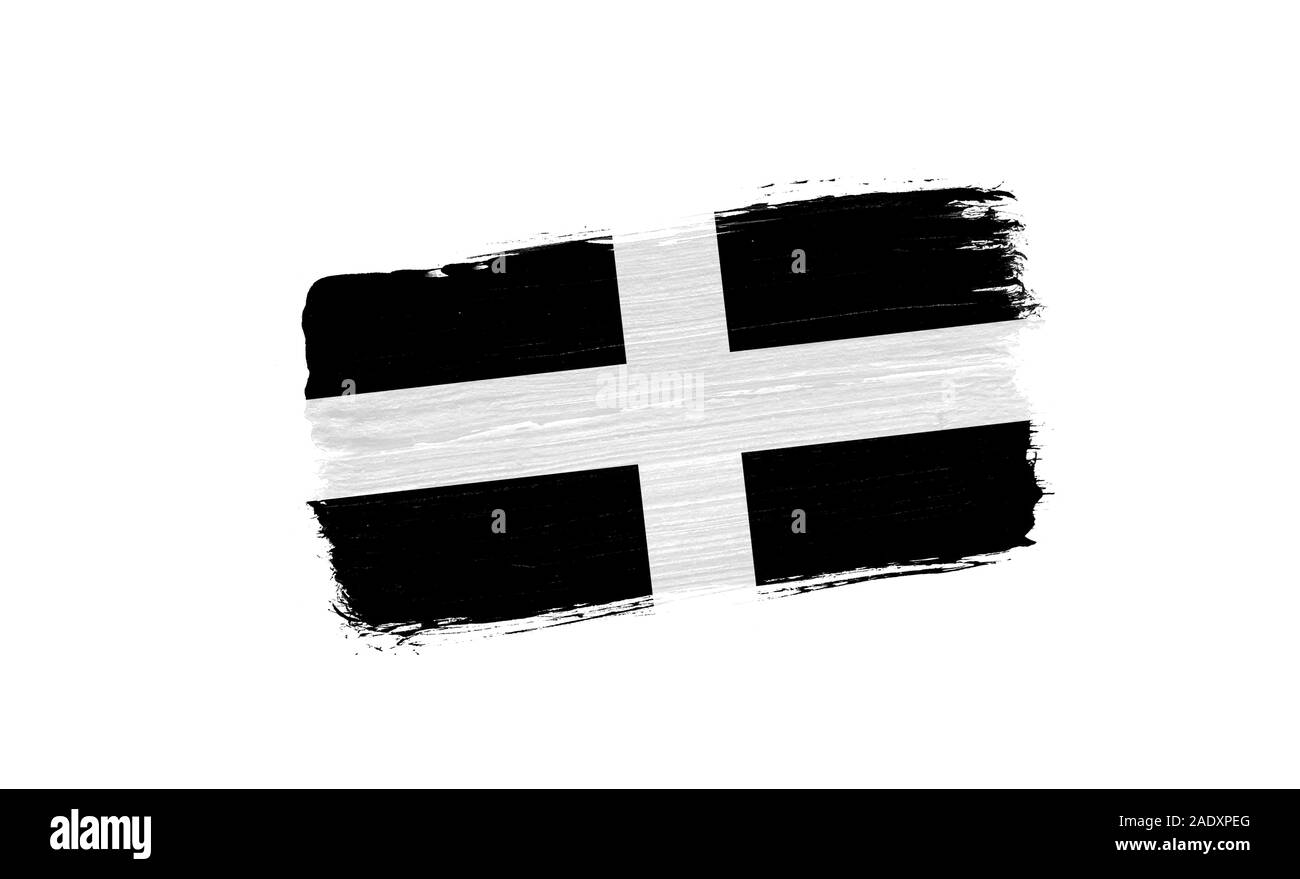 brush painted flag of St Piran isolated on white background Stock Photo ...
