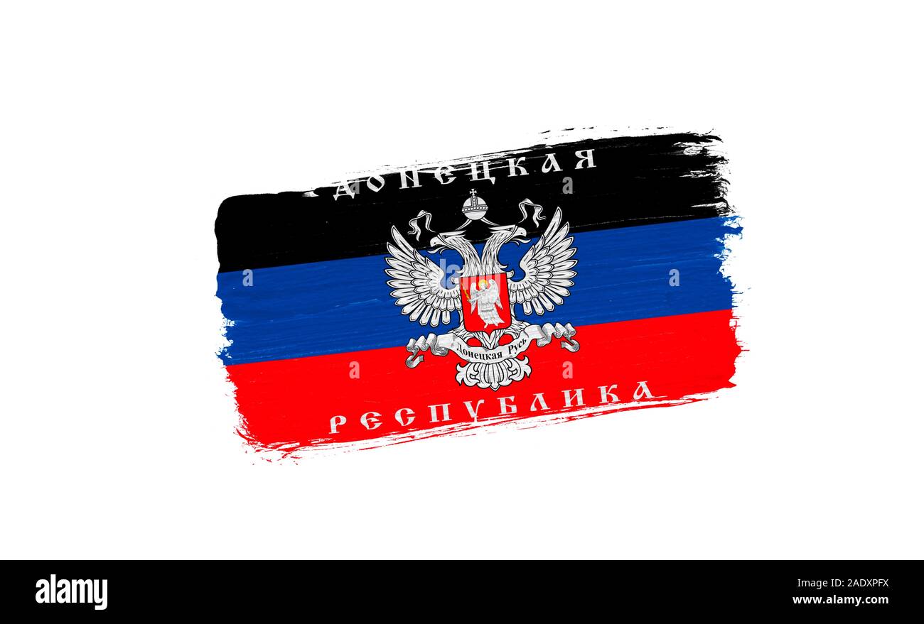 brush painted flag of the Donetsk People's Republic isolated on white ...