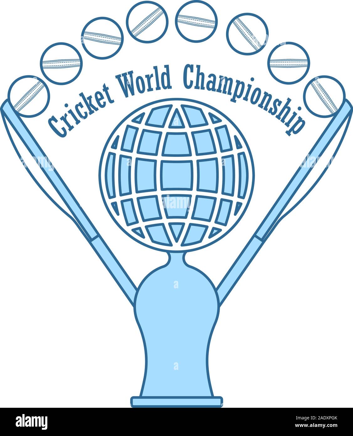 Cricket Cup Icon. Thin Line With Blue Fill Design. Vector Illustration ...