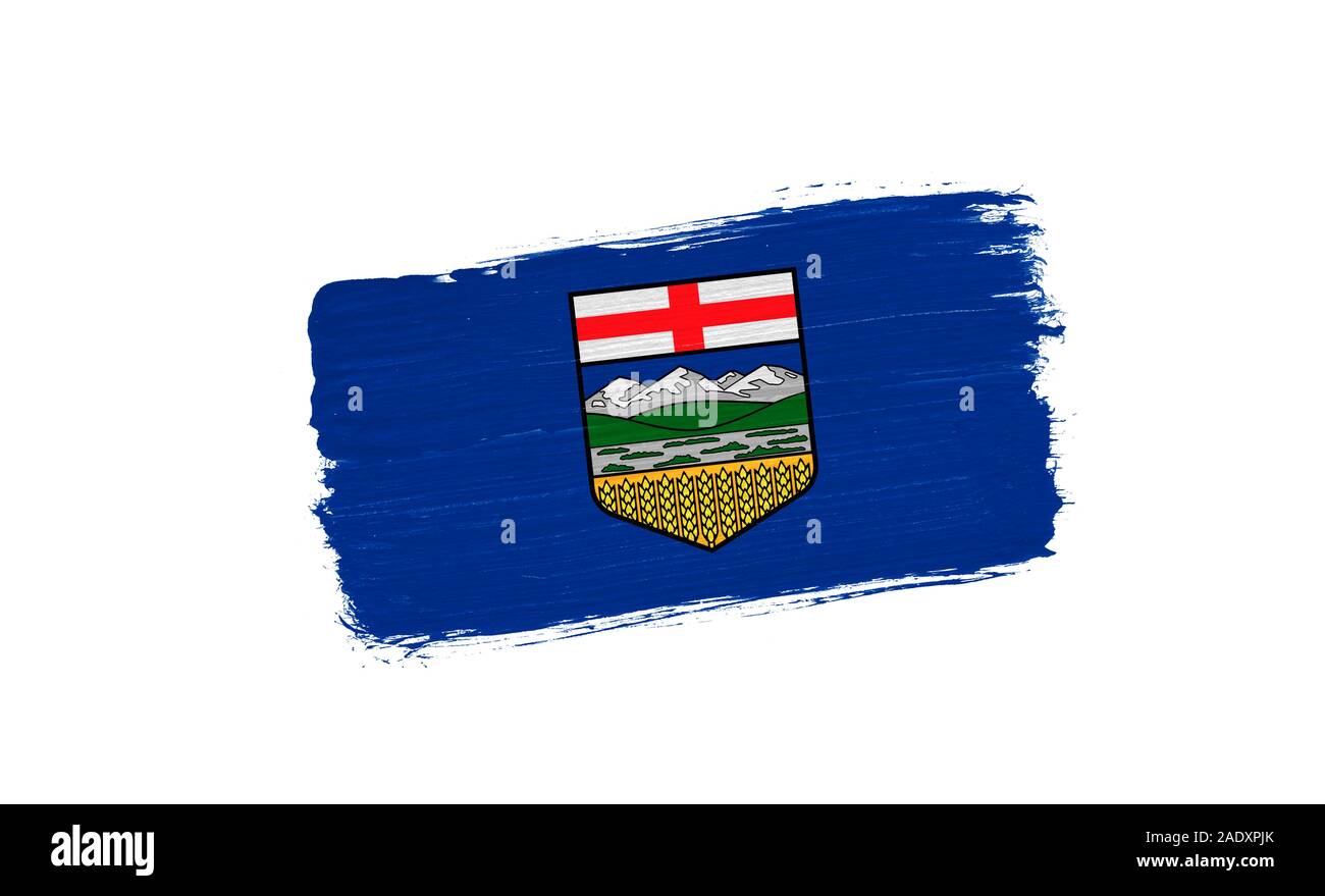 brush painted flag of Alberta isolated on white background Stock Photo ...
