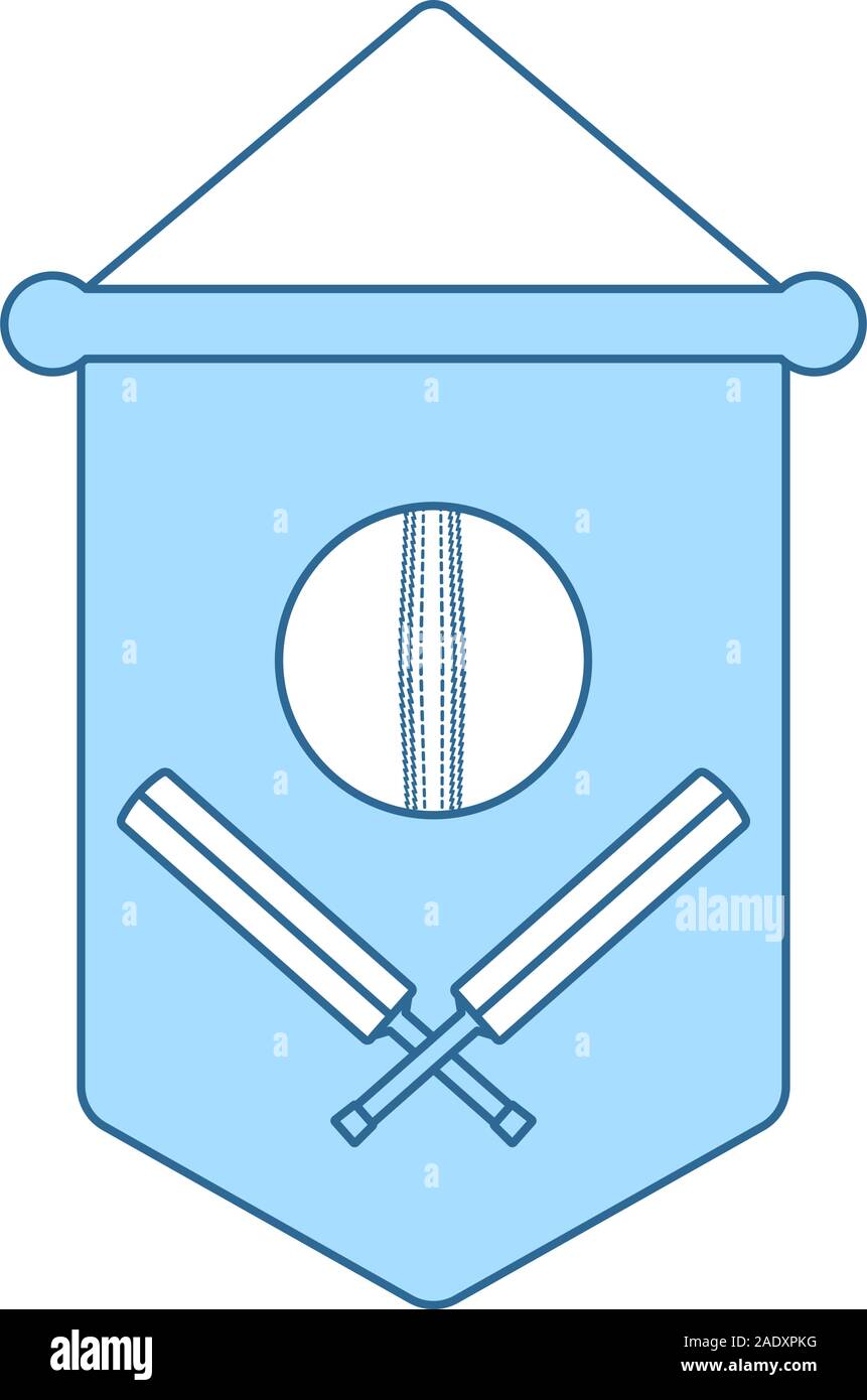 Cricket Shield Emblem Icon. Thin Line With Blue Fill Design. Vector ...