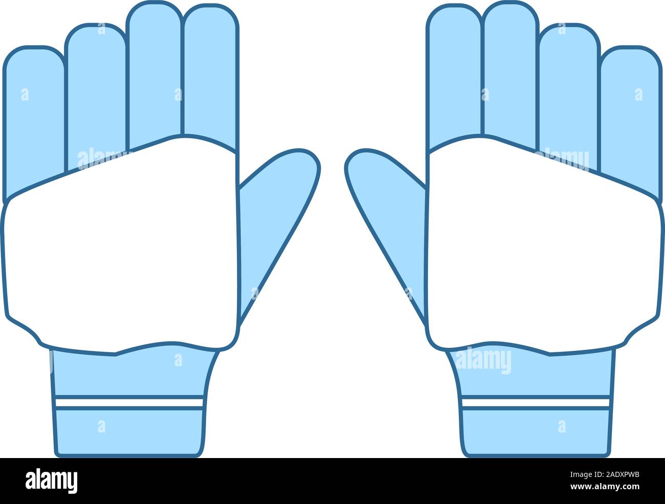 Pair Of Cricket Gloves Icon. Thin Line With Blue Fill Design. Vector ...
