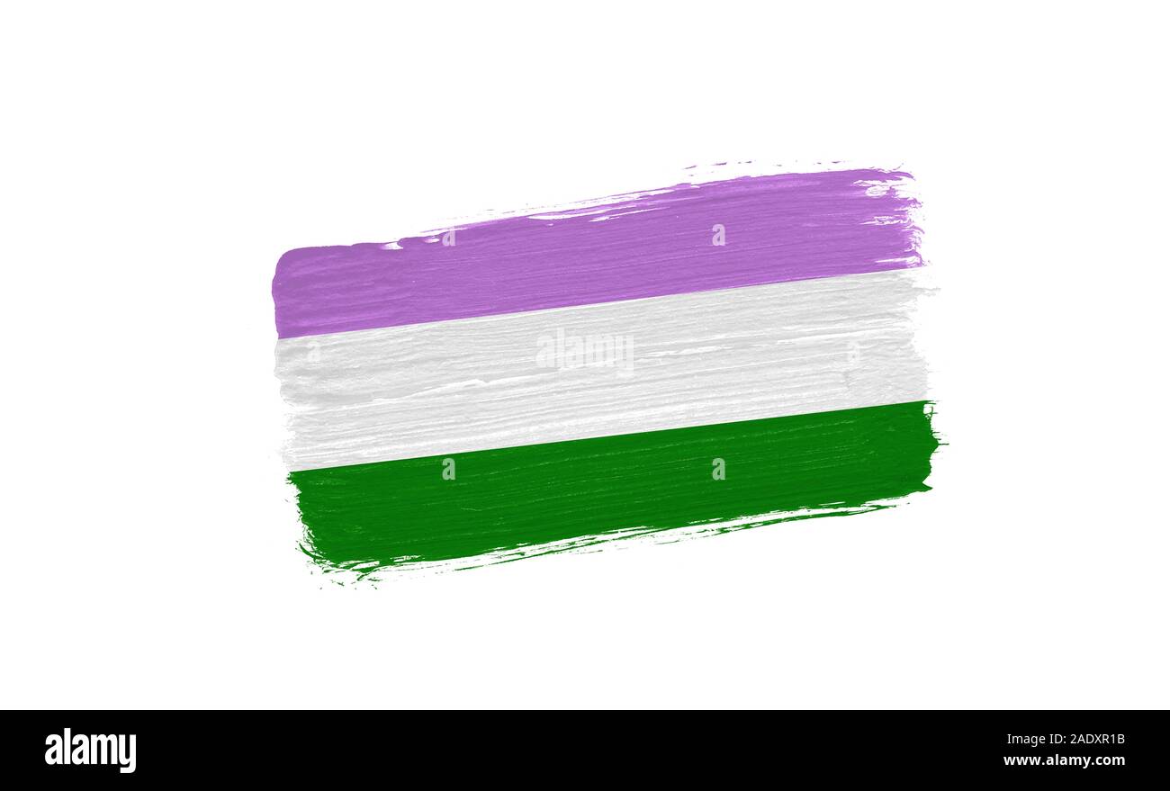 brush painted flag of genderqueer pride isolated on white background ...