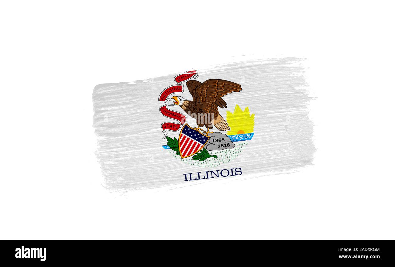 brush painted flag State of Illinois isolated on white background Stock ...