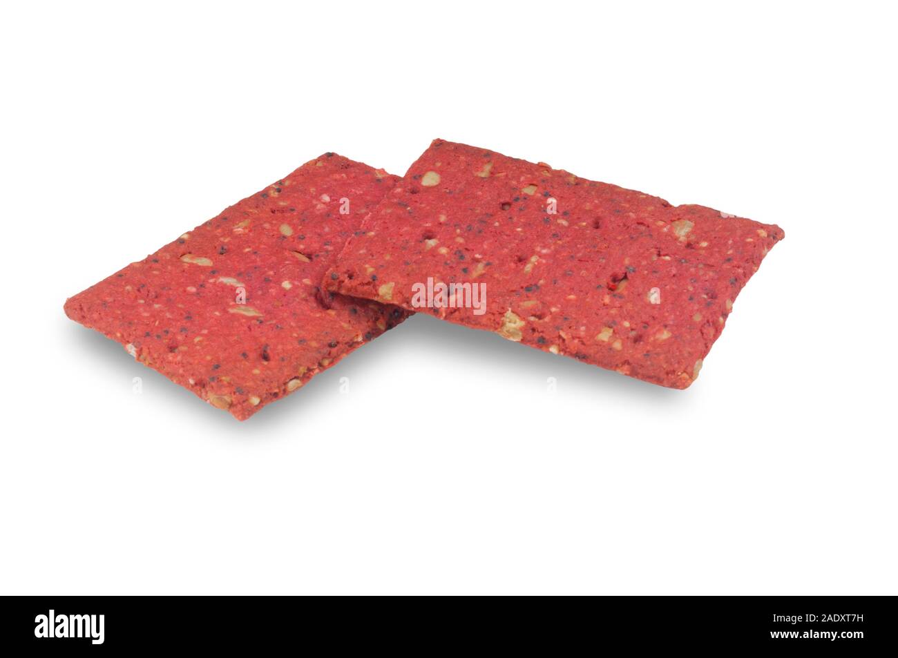 Studio shot of beetroot flavoured oath biscuit containing sunflower ...