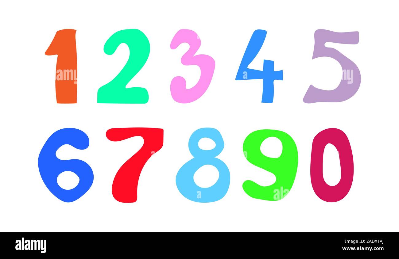 Set of color numbers Isolated on a white background. Flat design Stock ...