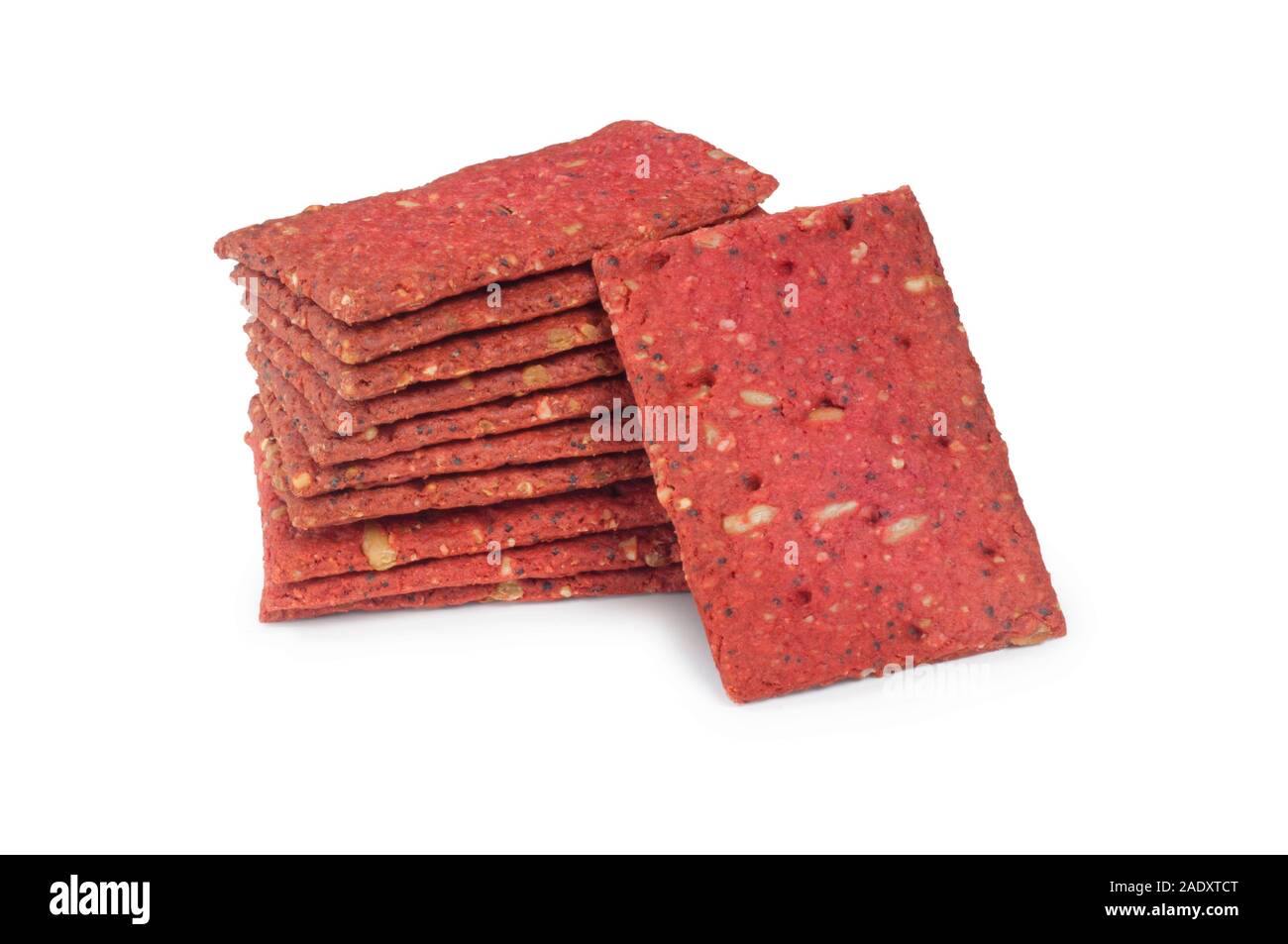 Studio shot of beetroot flavoured oath biscuit containing sunflower ...