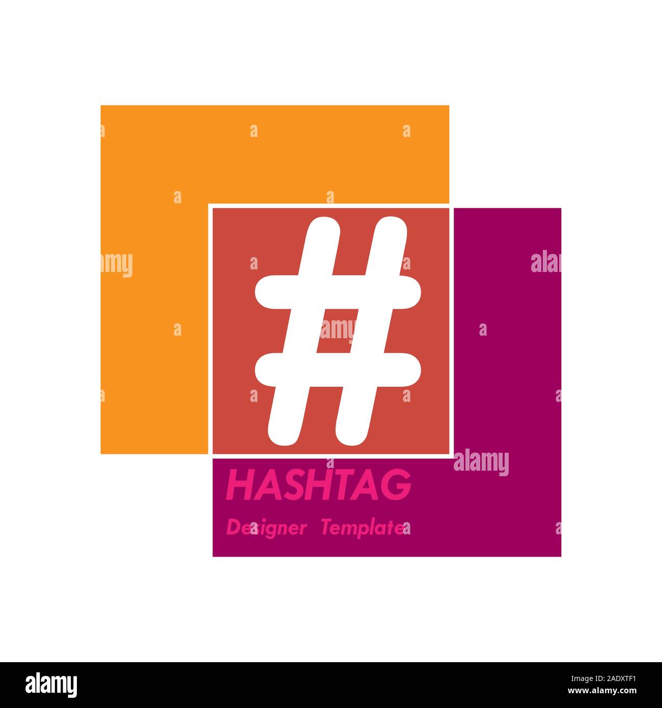 Hashtag symbol in the intersection of squares. Template for design and ...