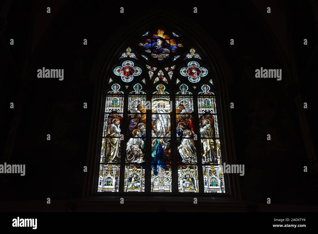 Church Window Lit Panes Stock Photo - Alamy