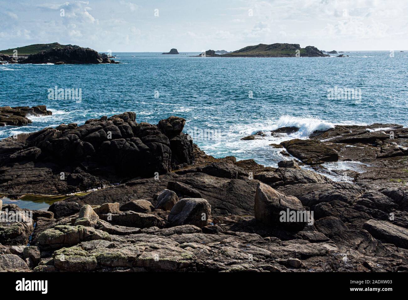 View off the western coast of Bryher, Isles of Scilly Stock Photo - Alamy