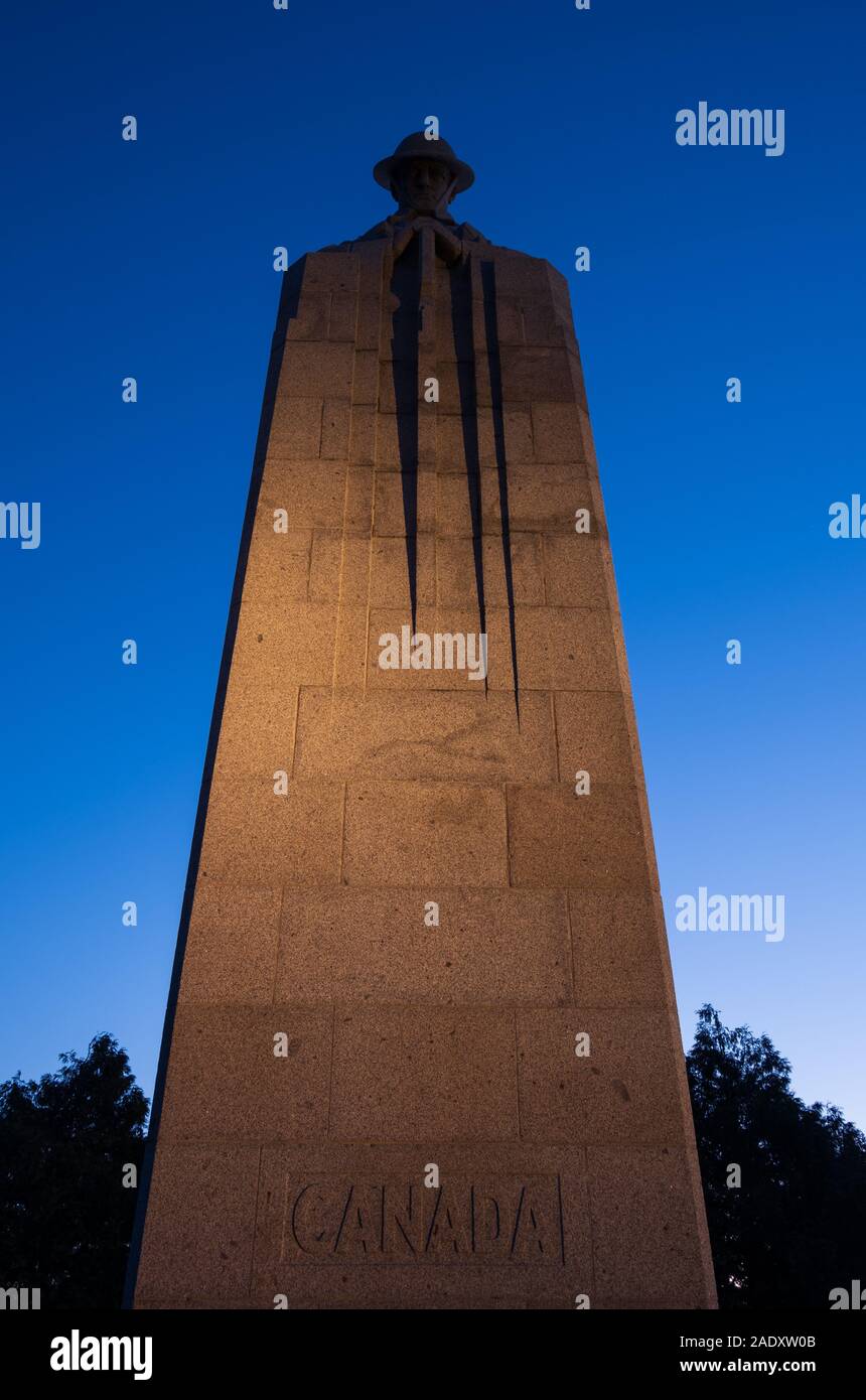 The Canadian Memorial at Vancouver Corner before dawn, St Julien, Ypres ...