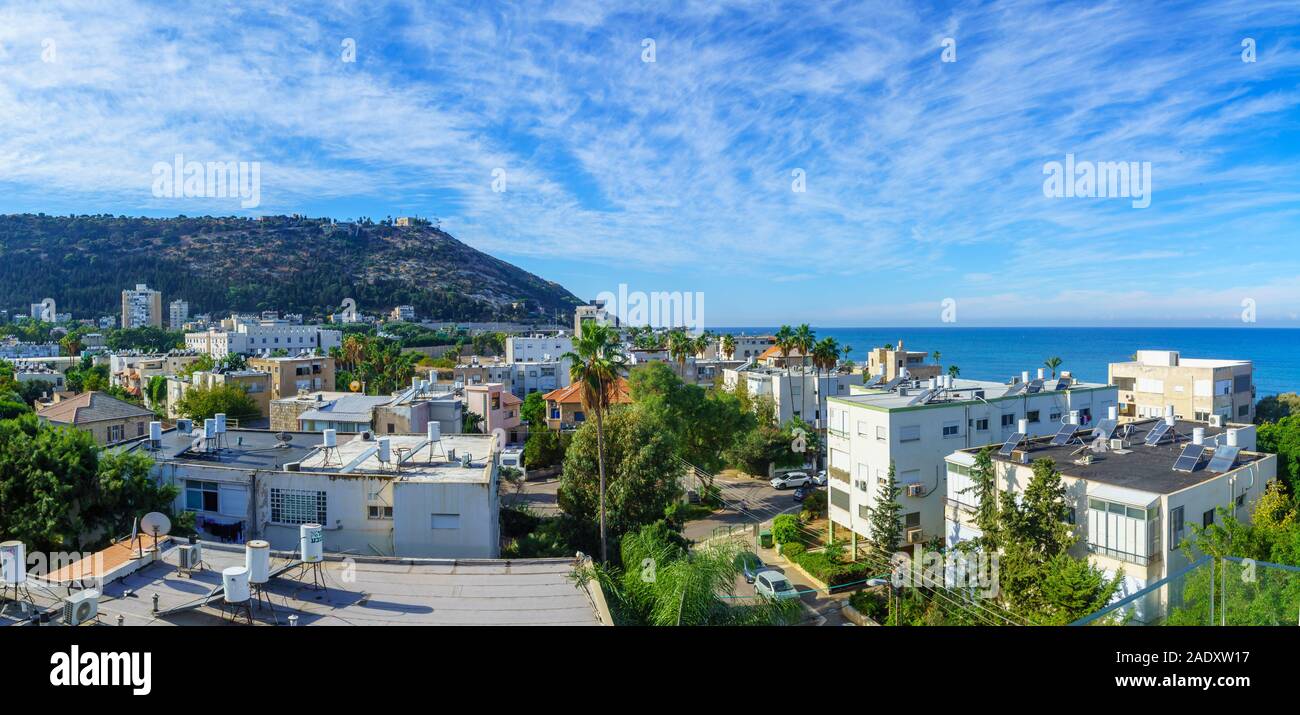 Haifa, Israel - November 30, 2019: Panoramic view of the Bat Galim ...