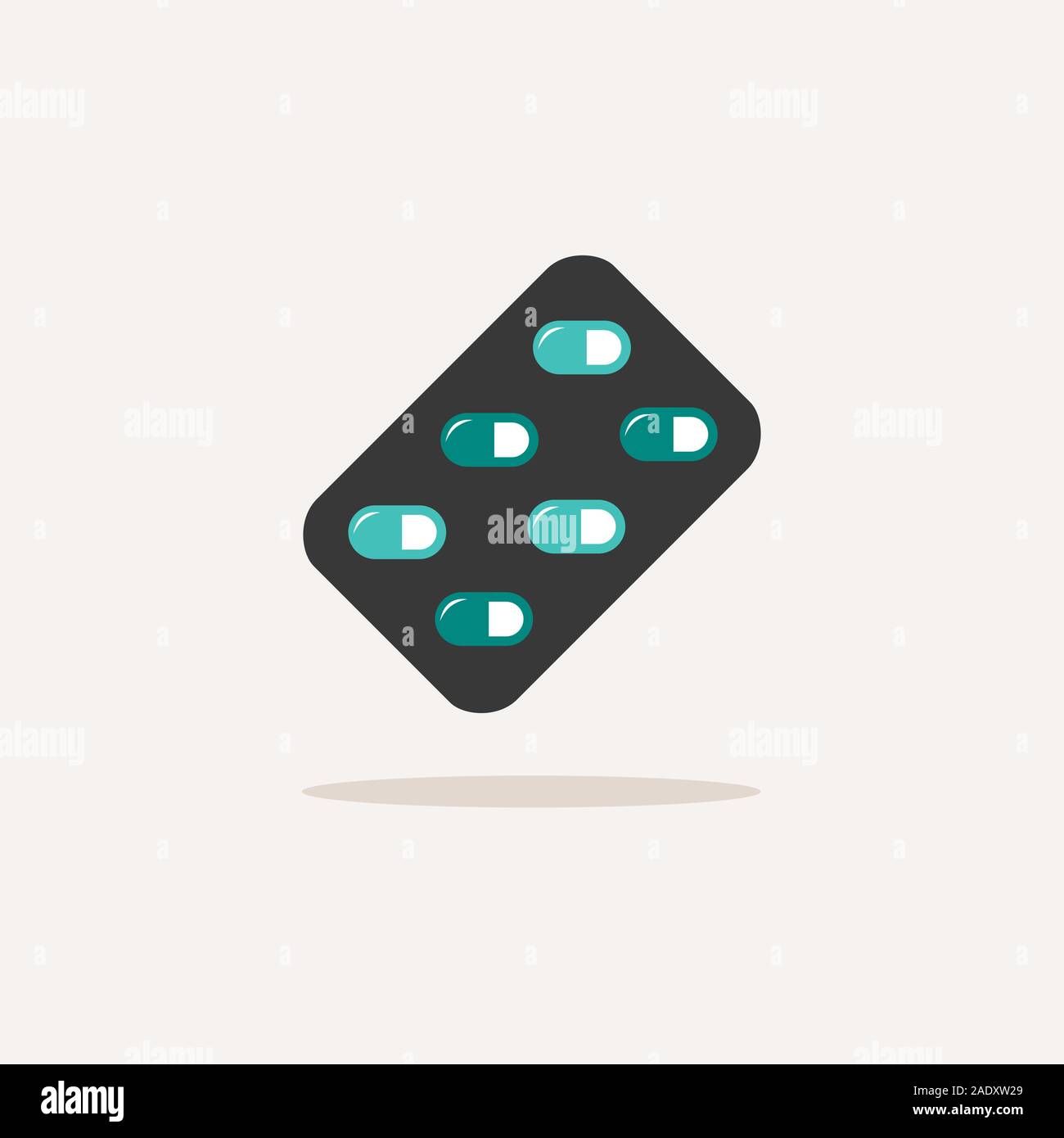 Blister pack. Icon with shadow on a beige background. Pharmacy flat ...