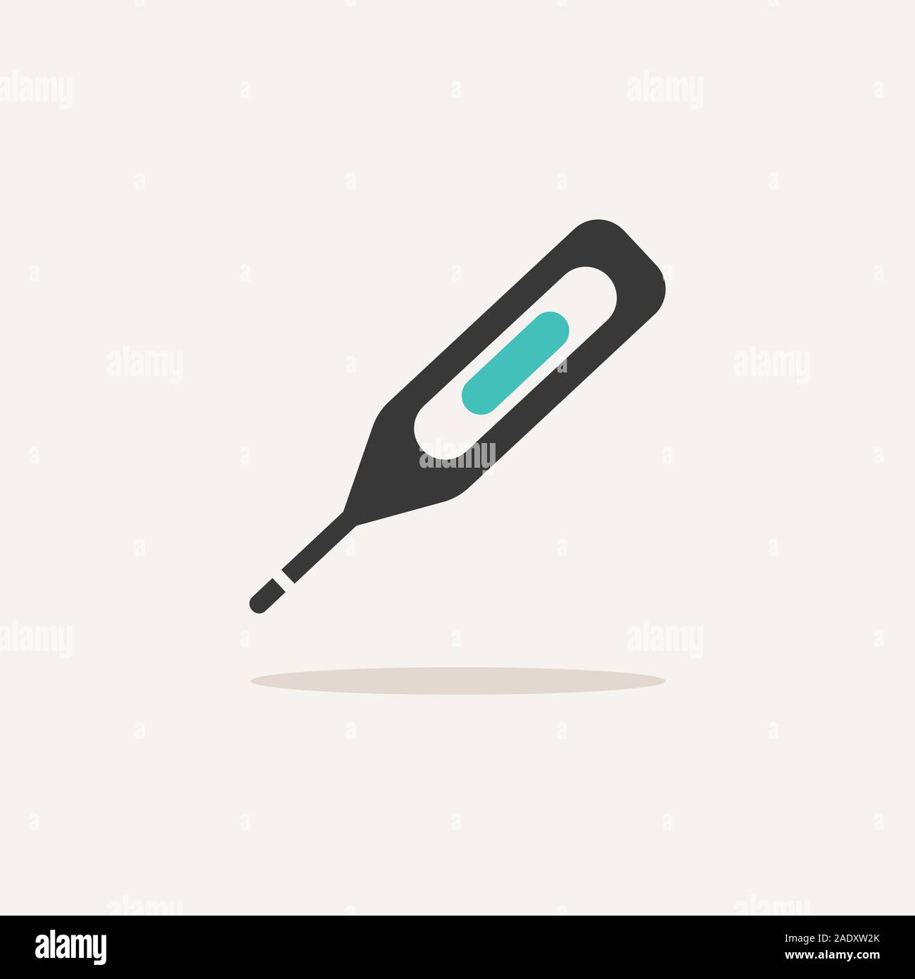 Digital thermometer. Icon with shadow on a beige background. Pharmacy ...