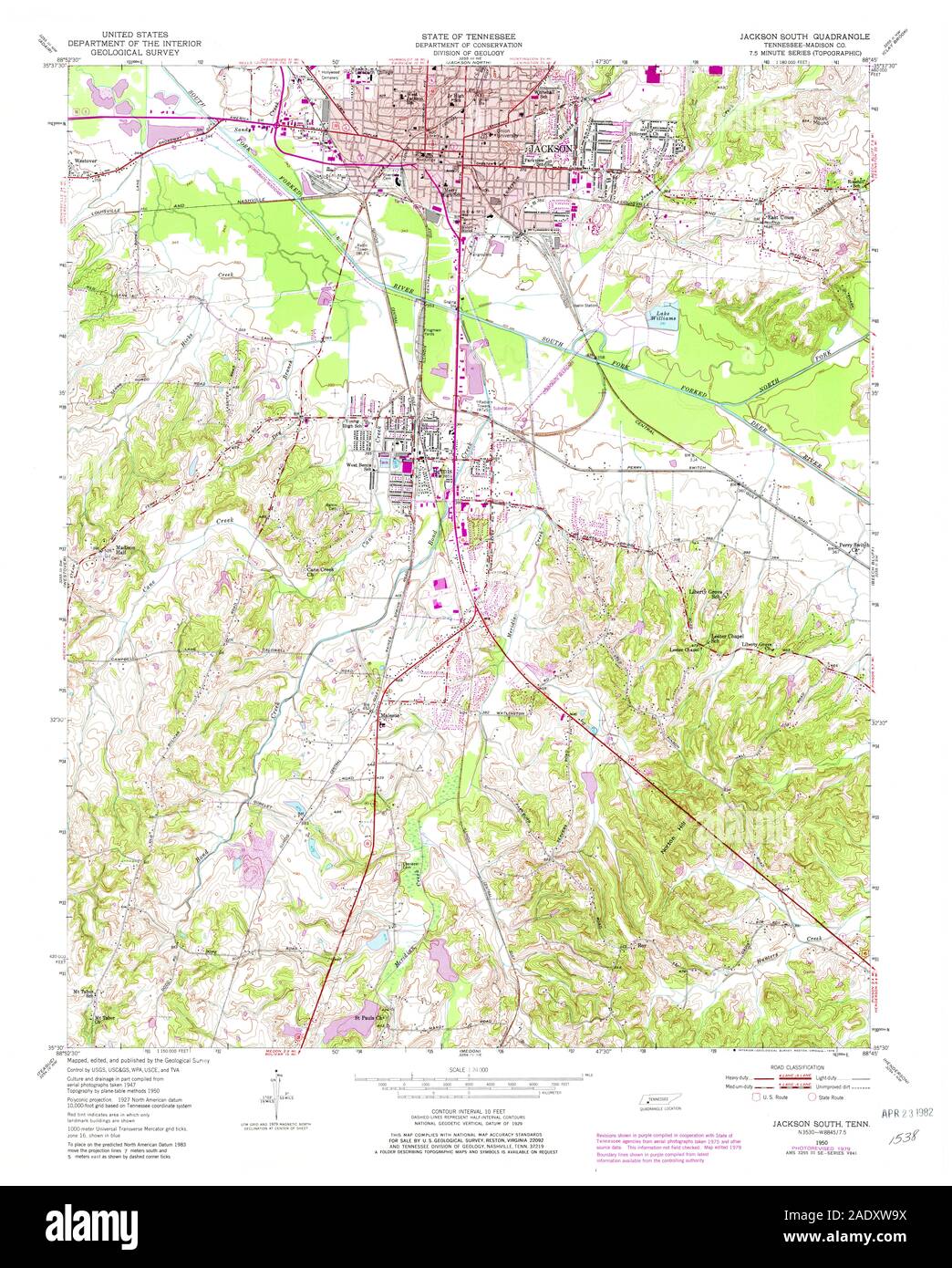USGS TOPO Map Tennessee TN Jackson South 147825 1950 24000 Restoration ...